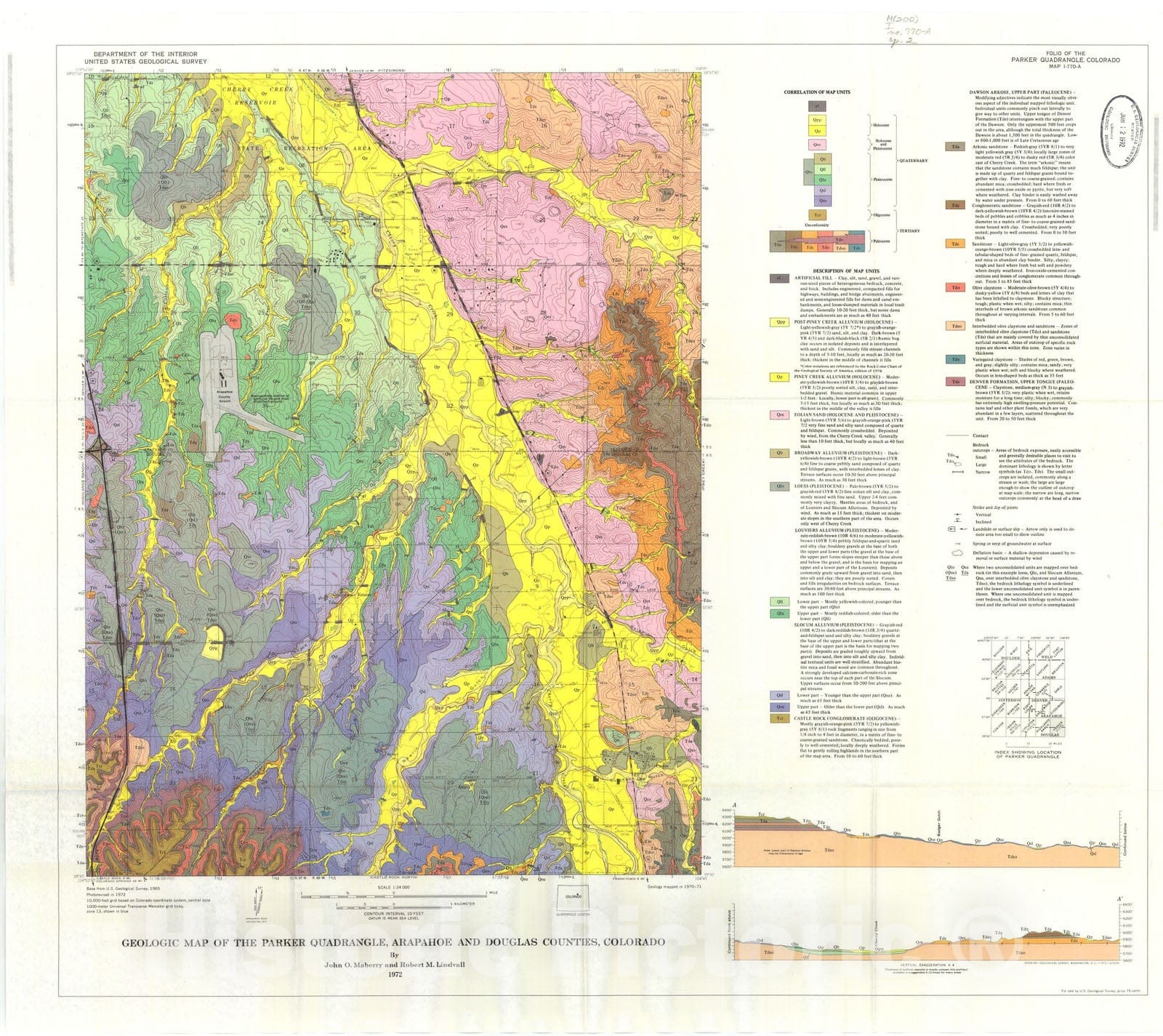 Map : Geologic map of the Parker quadrangle, Arapahoe and Douglas Coun ...