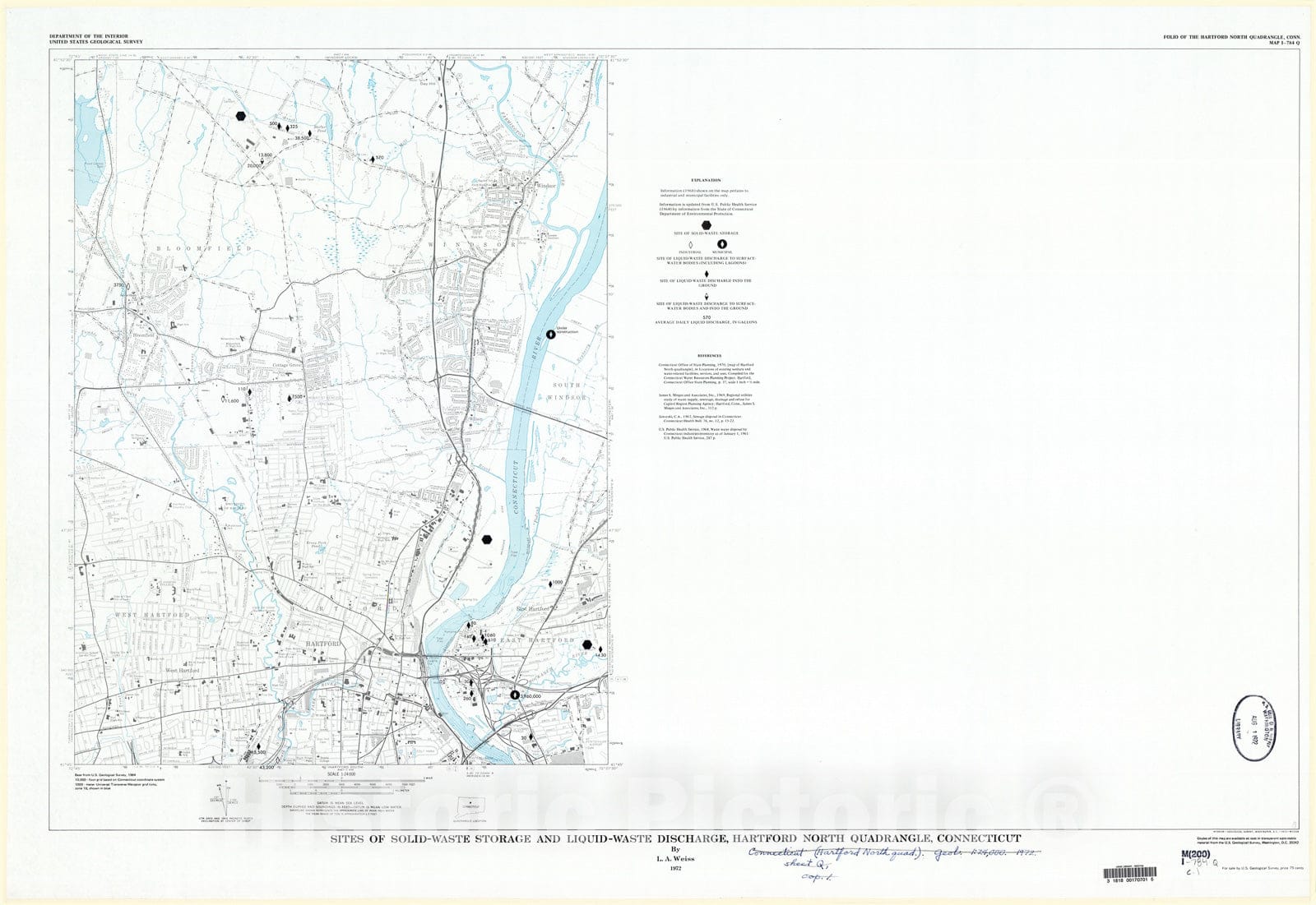 Map : Sites of solid-waste storage and liquid-waste discharge, Hartfor ...