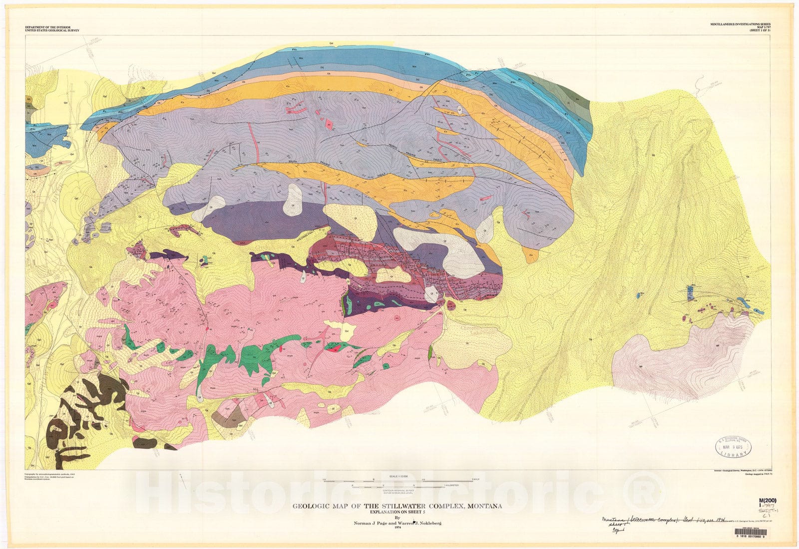 Map : Geologic map of the Stillwater complex, Montana, 1974 Cartograph ...