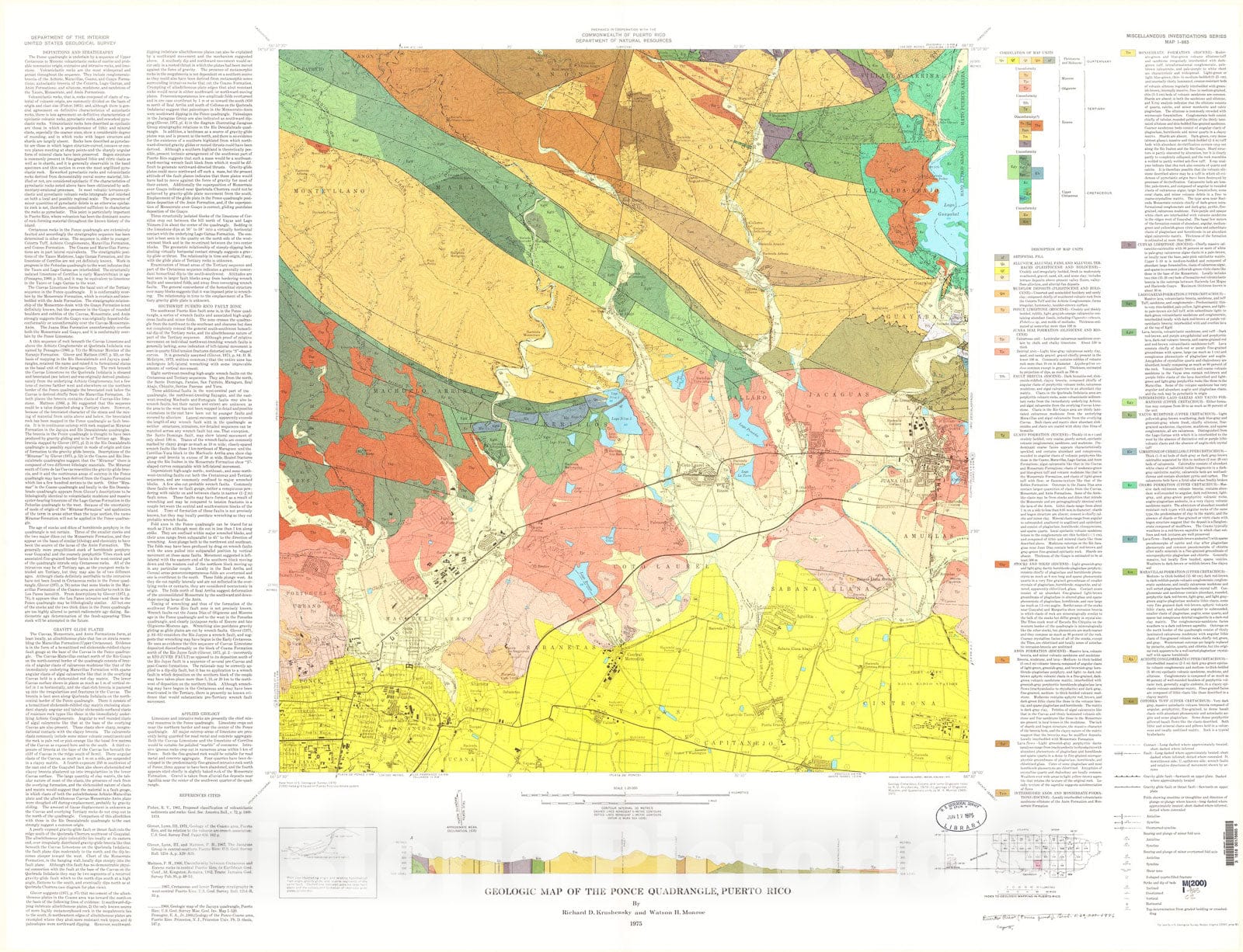 Map : Geologic map of the Ponce quadrangle, Puerto Rico, 1975 Cartogra ...