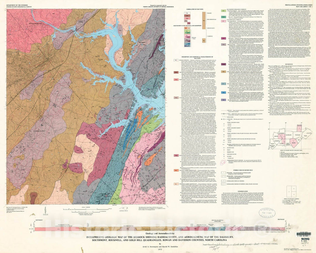 Map : Interpretive geologic map of the bedrock, showing radioactivity ...