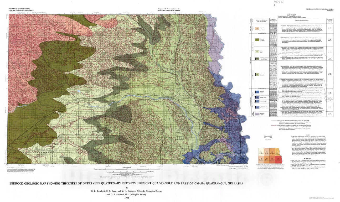 Map : Bedrock geologic map showing thickness of overlying Quaternary d ...