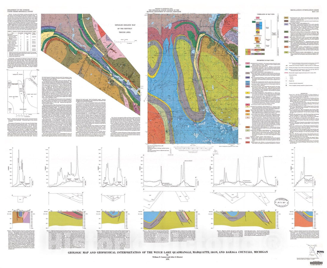 Witch Lake Quadrangle Michigan Geologic Map 1976 | Historic Pictoric