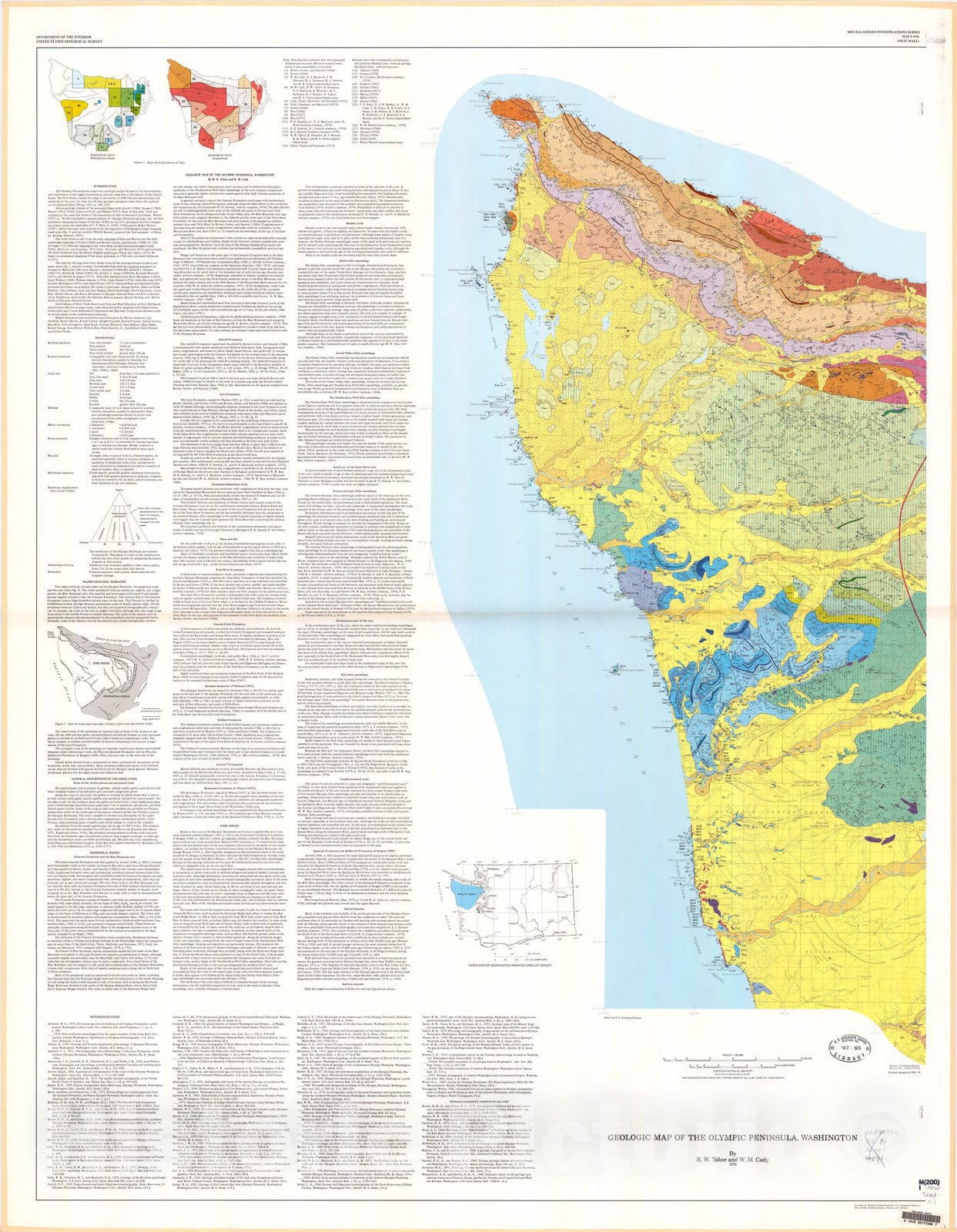 Map : Geologic map of the Olympic Peninsula, Washington, 1978 Cartogra ...