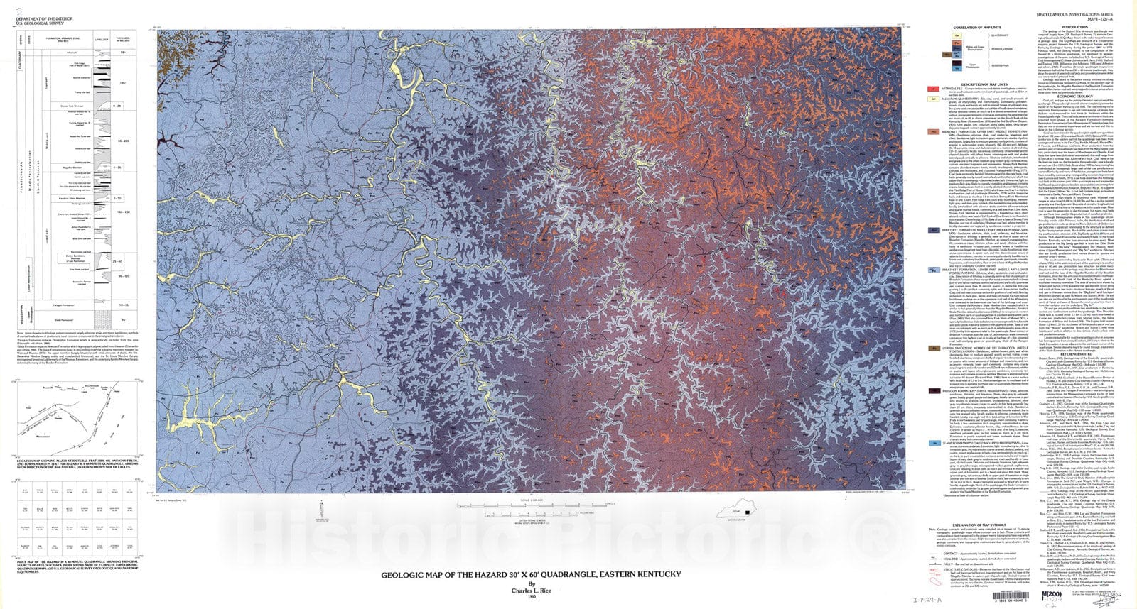 Map : Geologic map of the Hazard 30' X 60' quadrangle, eastern Kentuck ...