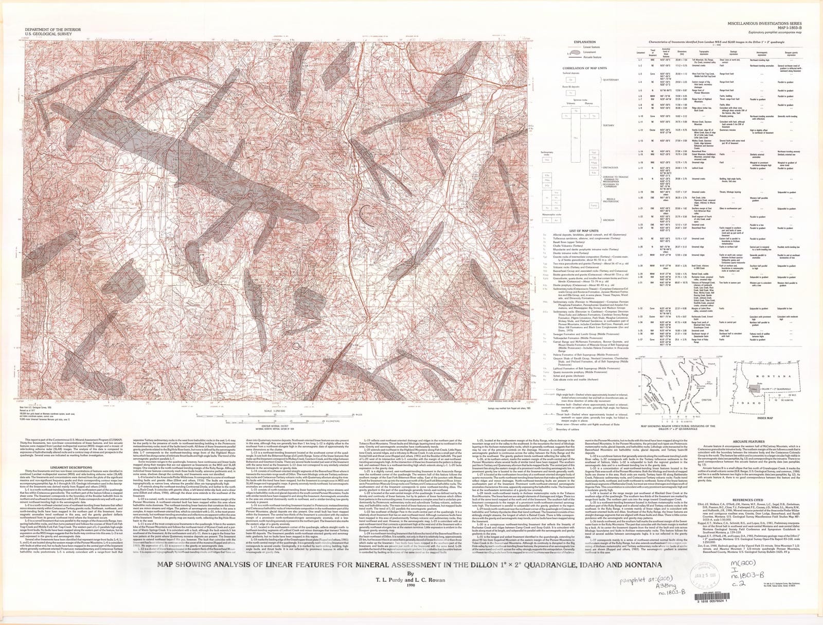 Map : Map showing analysis of linear features for mineral assessment i ...