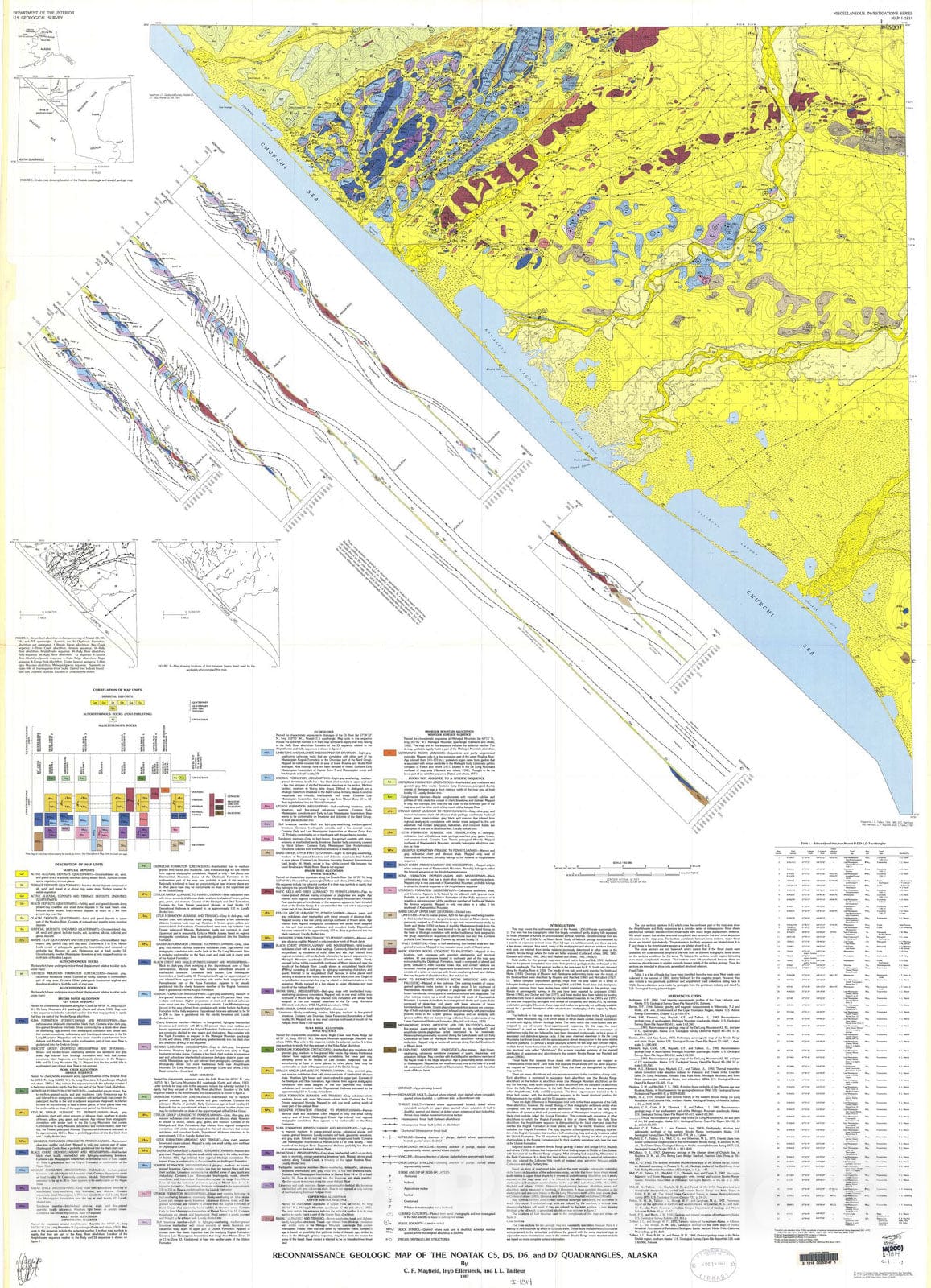 Map : Reconnaissance geologic map of the Noatak C5, D5, D6, and D7 qua ...