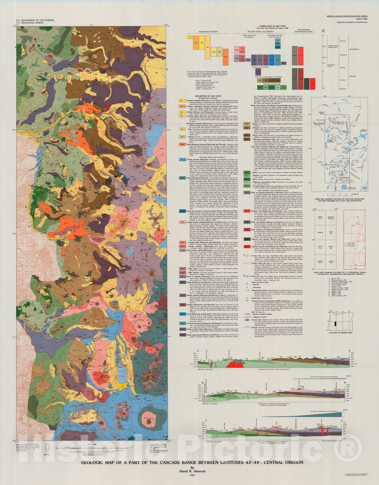 Map : Geologic map of a part of the Cascade Range between latitudes fo ...