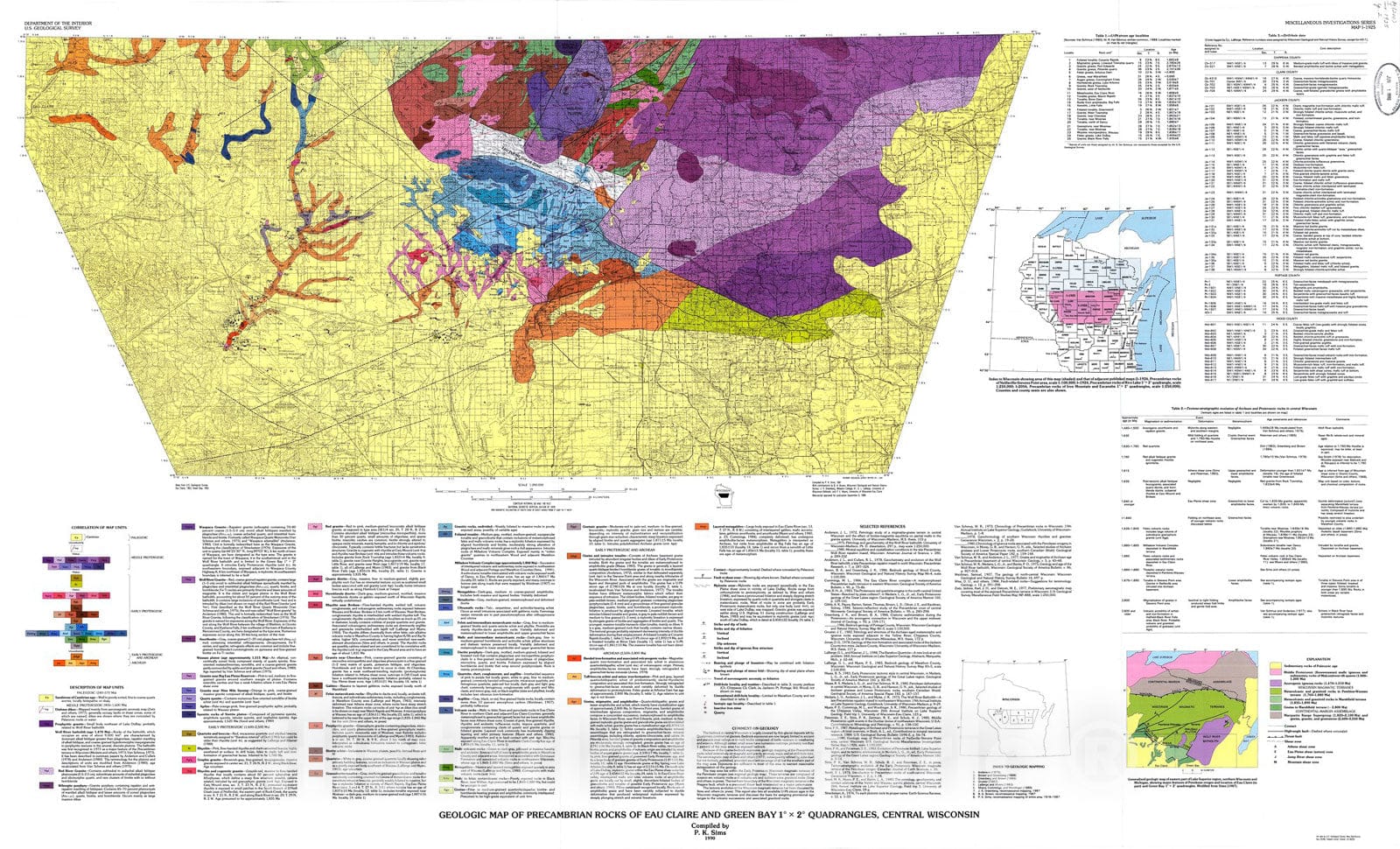 Map : Geologic map of Precambrian rocks of Eau Claire and Green Bay on ...