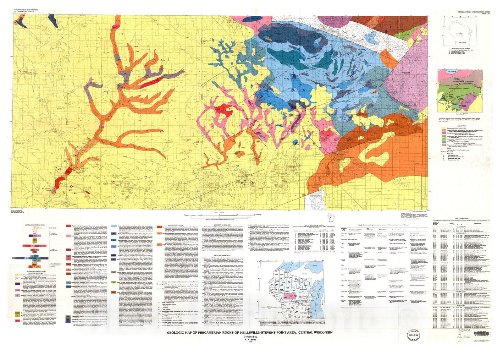 Map : Geologic map of Precambrian rocks of Neillsville-Stevens Point a ...