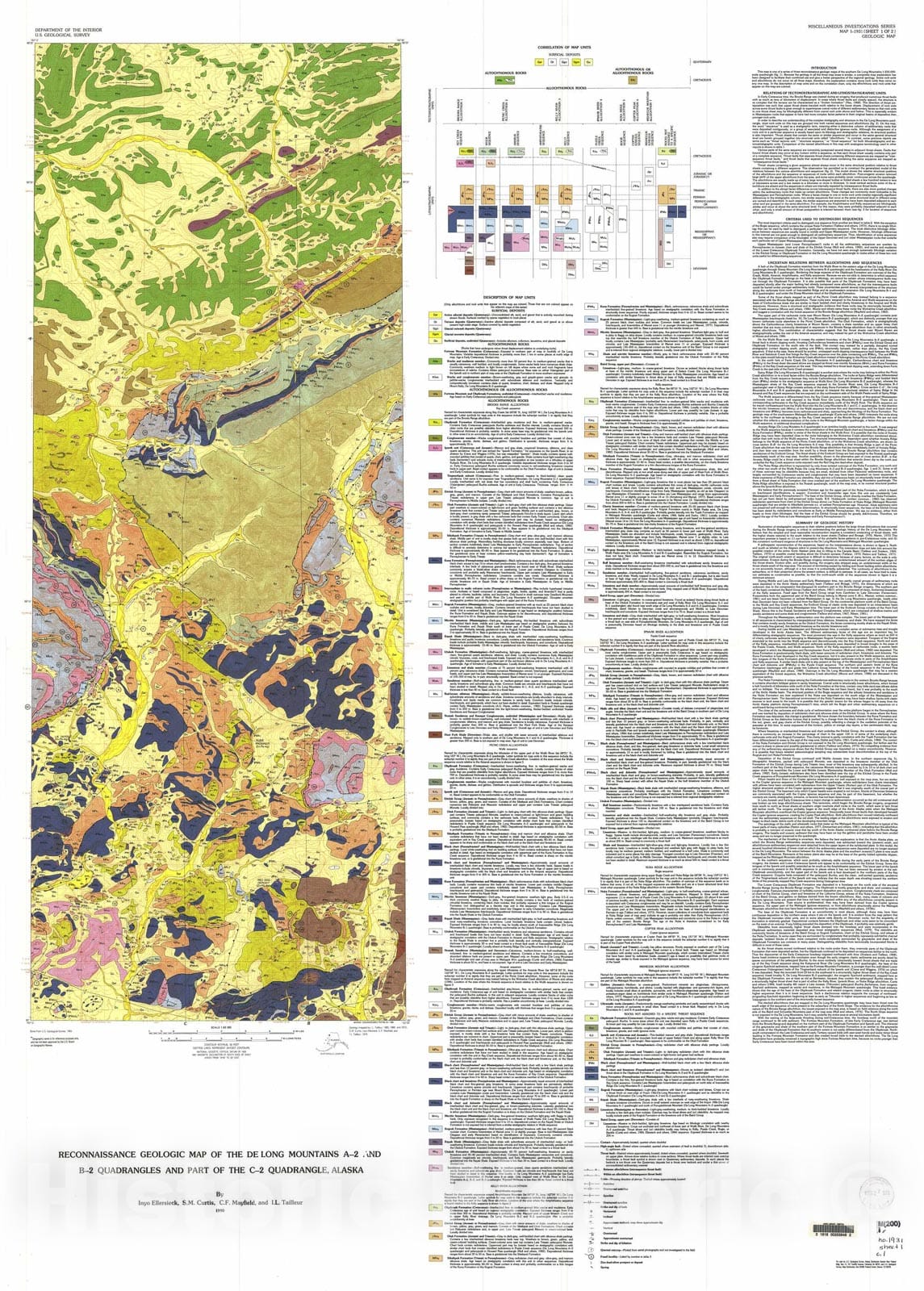Map : Reconnaissance geologic map of the De Long Mountains A-2 and B-2 ...