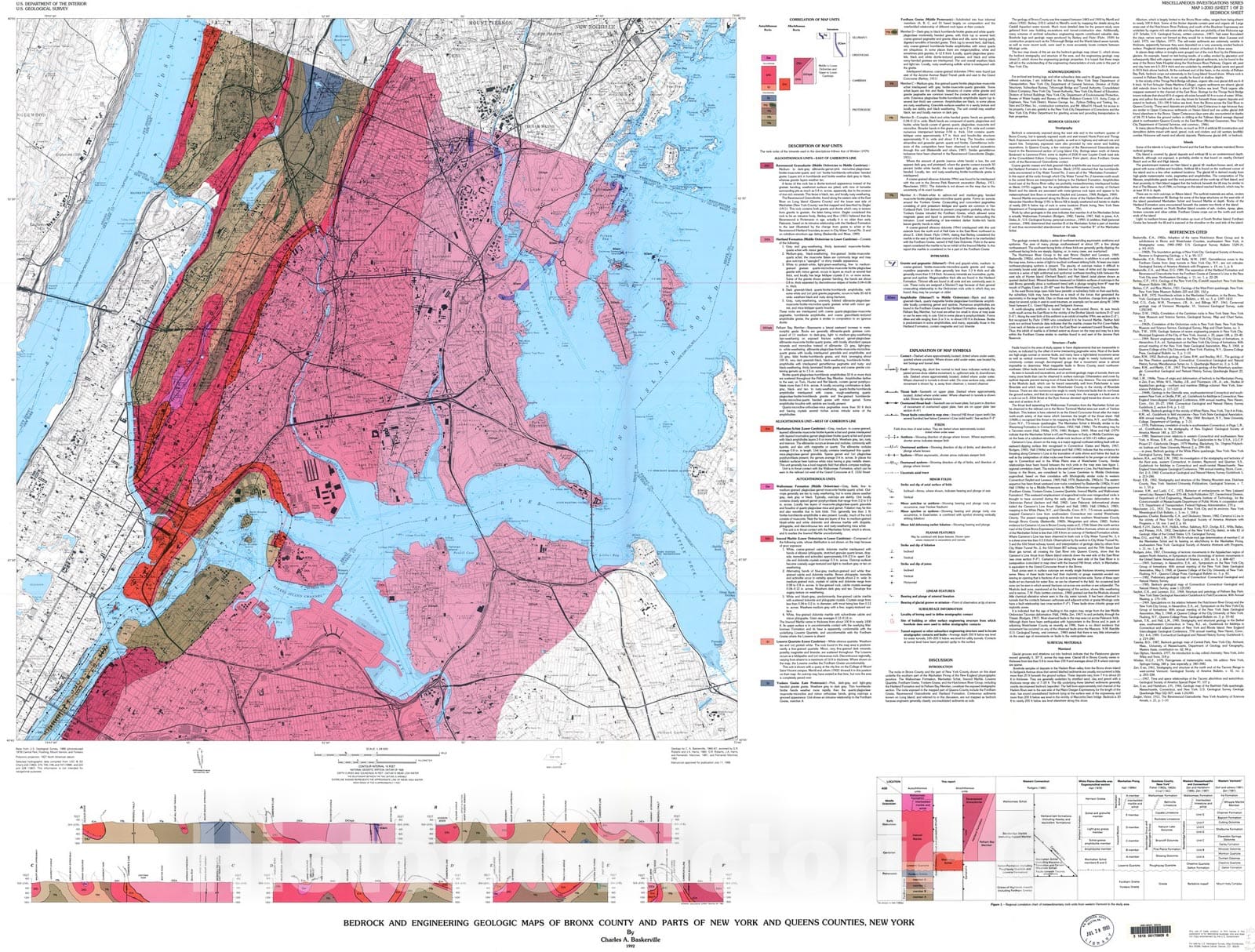 Map : Bedrock and engineering geologic maps of Bronx County and parts ...