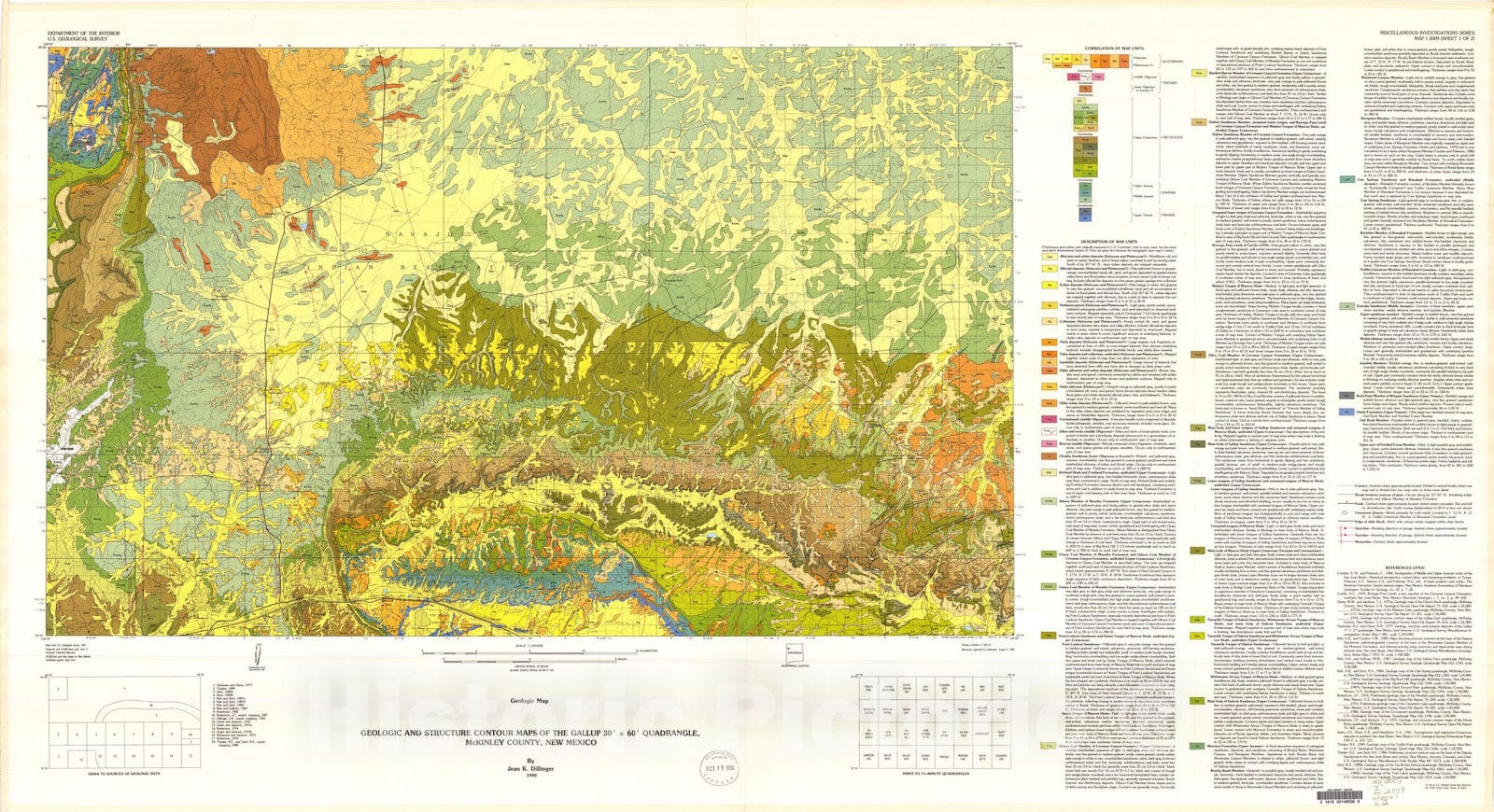 Map : Geologic map and structure contour maps of the Gallup 30' X 60 ...