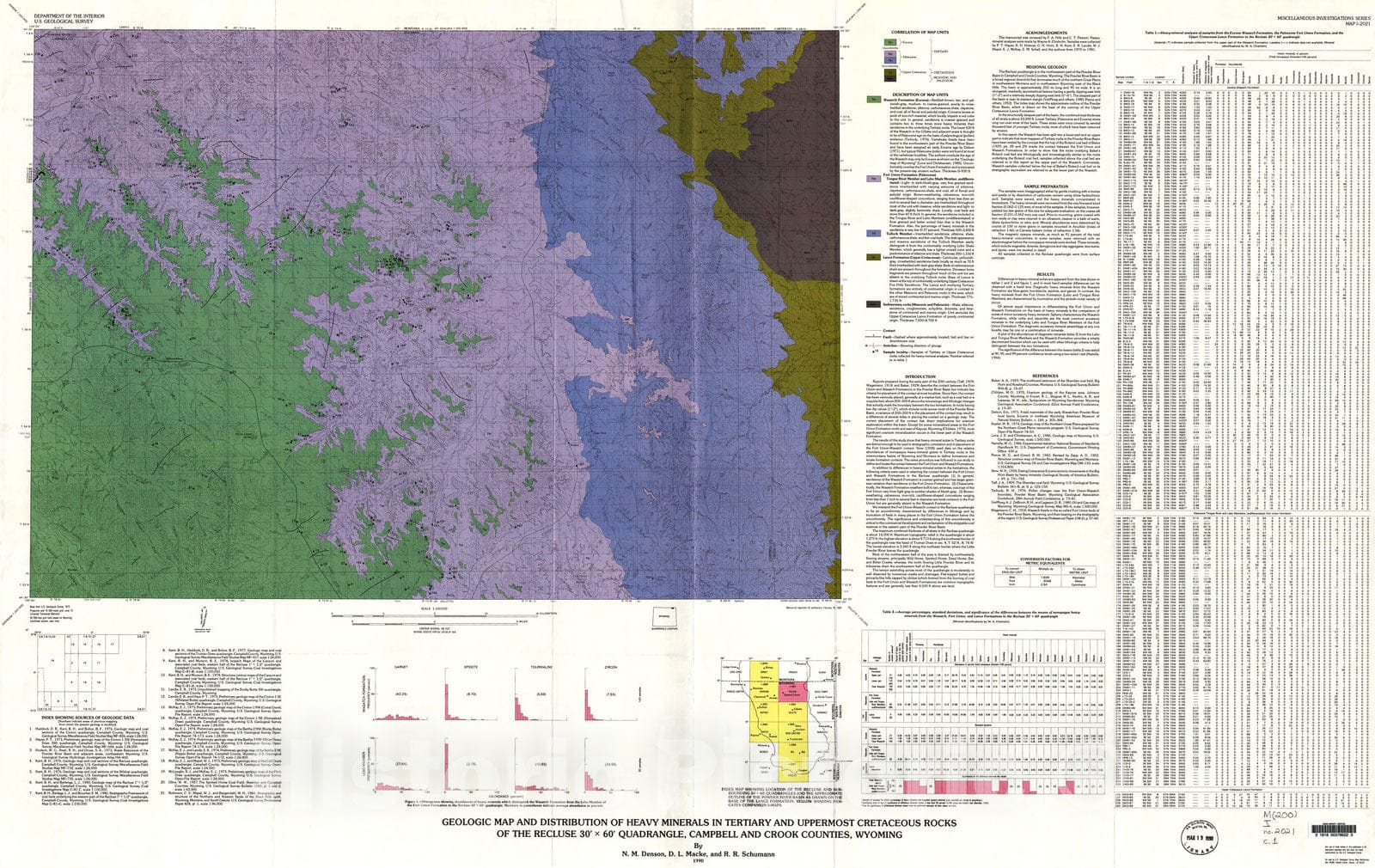 Map : Geologic map and distribution of heavy minerals in Tertiary and ...