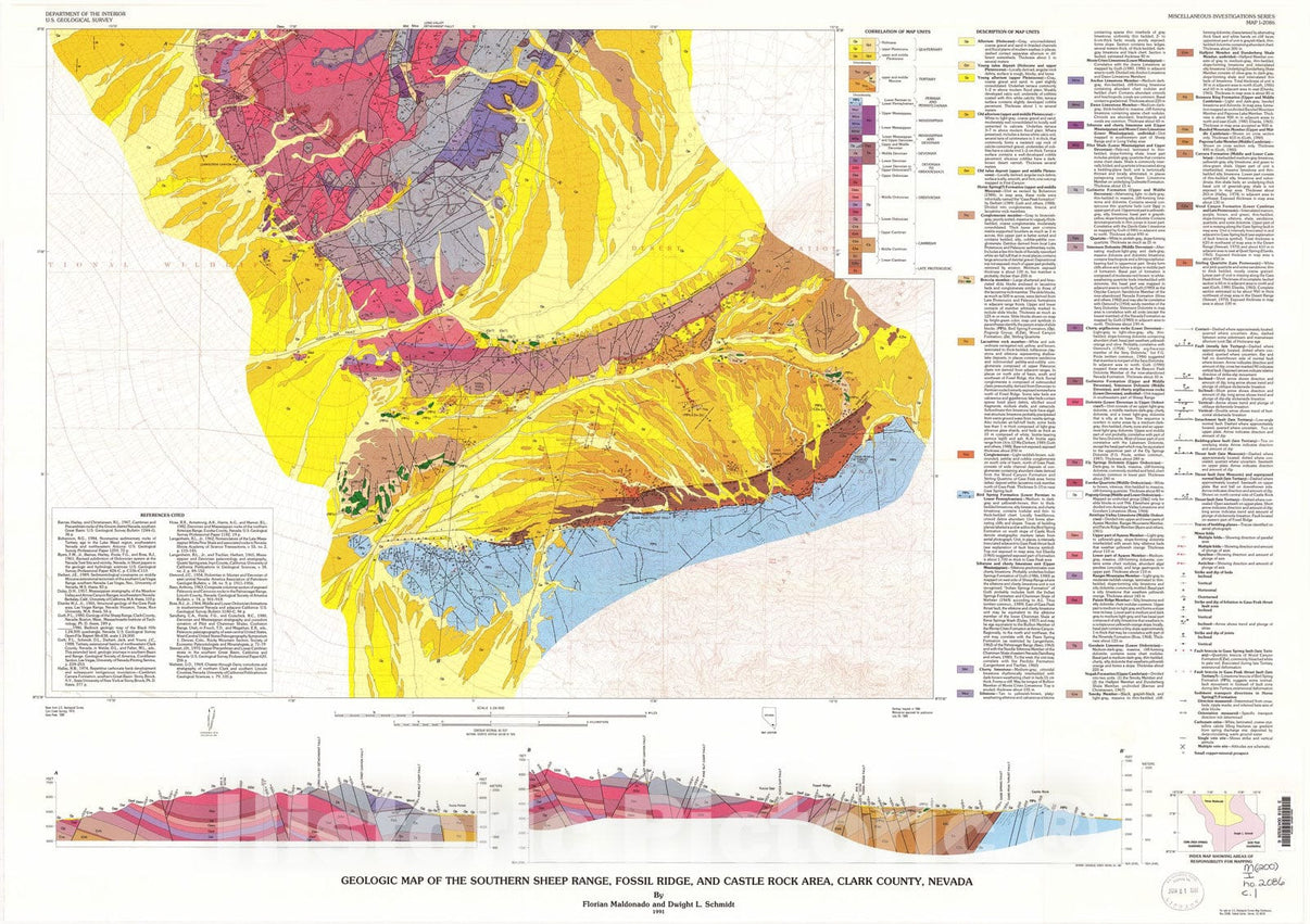 Map : Geologic map of the southern Sheep Range, Fossil Ridge and Castl ...