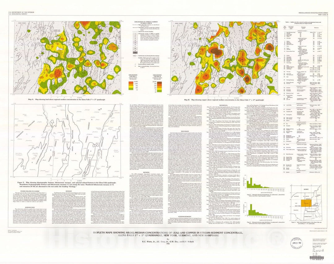 Map : Isopleth maps showing above-median concentrations of lead and co ...
