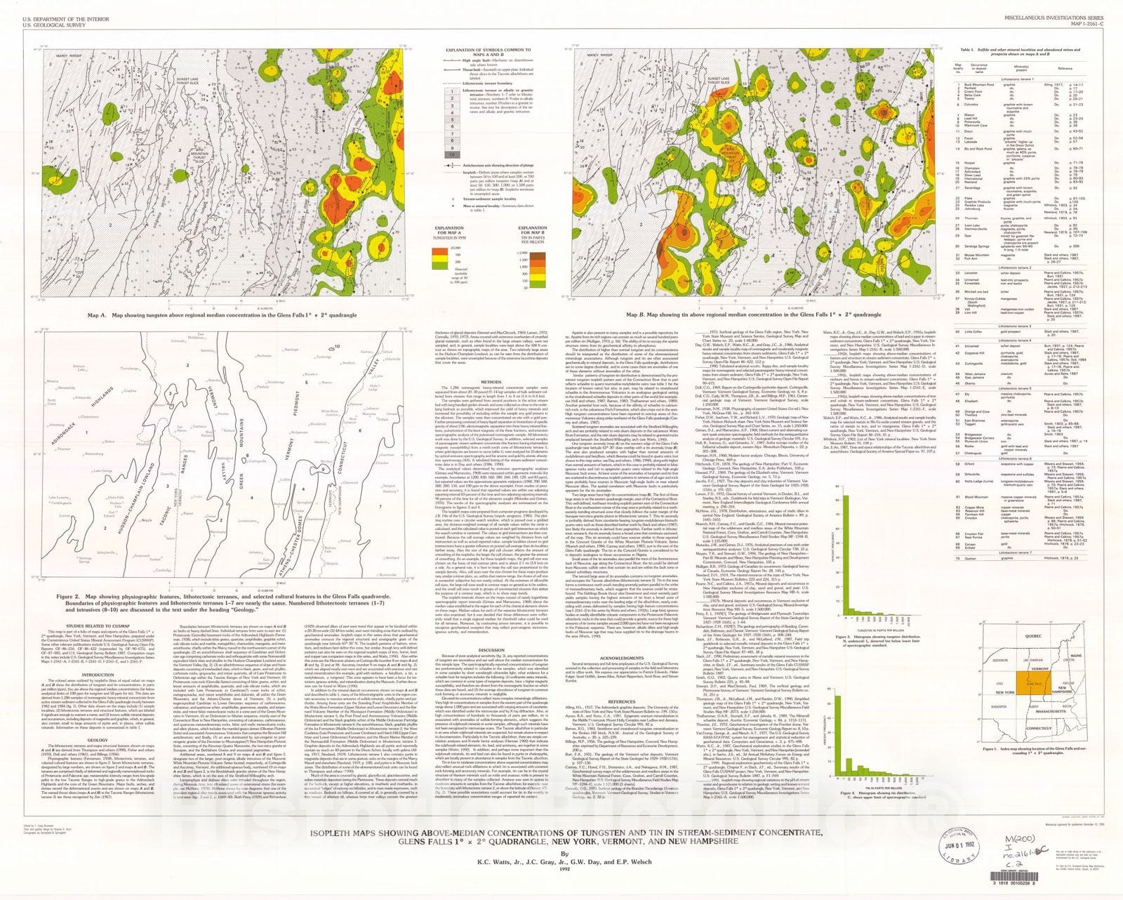 Map : Isopleth maps showing above-median concentrations of tungsten an ...