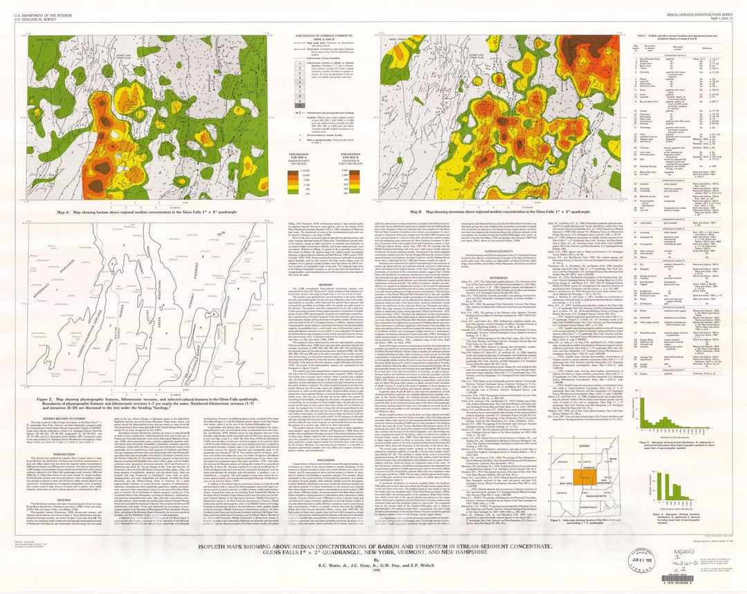 Map : Isopleth maps showing above-median concentrations of barium and ...