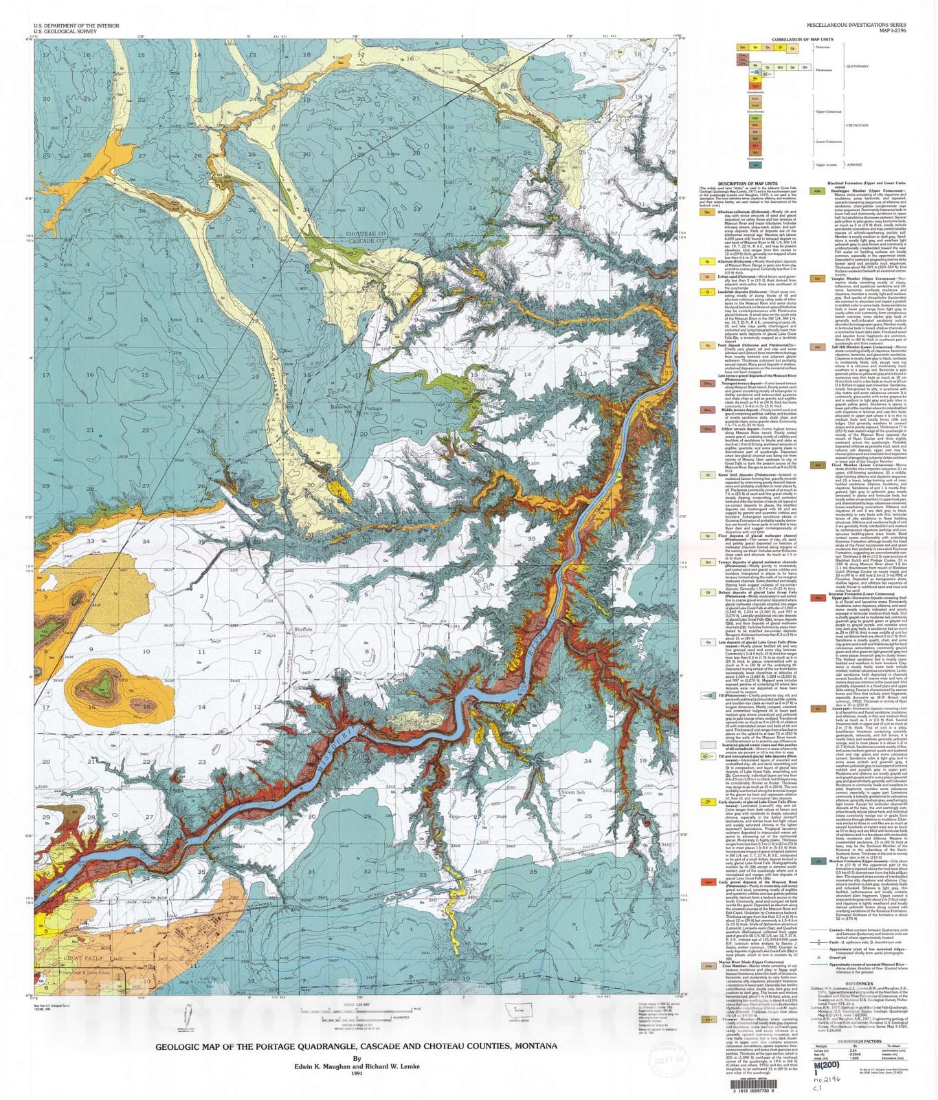 Map : Geologic map of the Portage quadrangle, Cascade and Choteau Coun ...