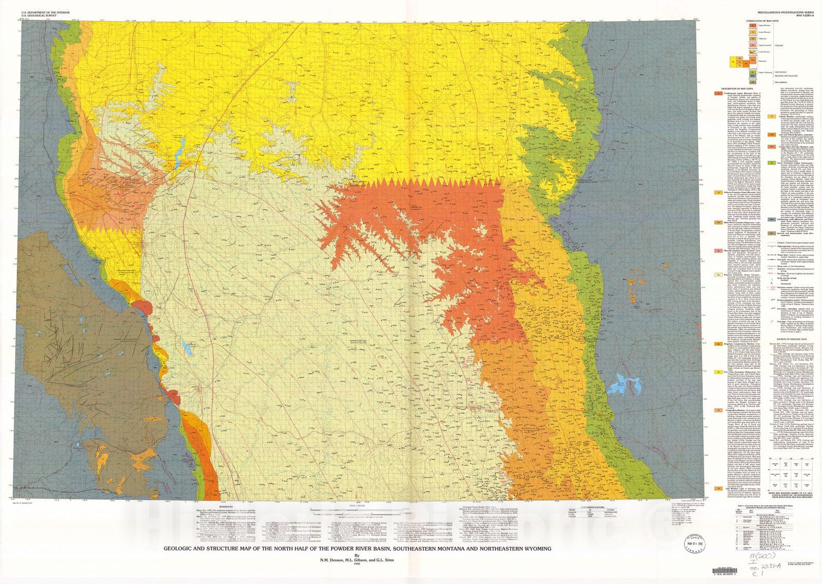 Map : Geologic and structure map of the north half of the Powder River ...