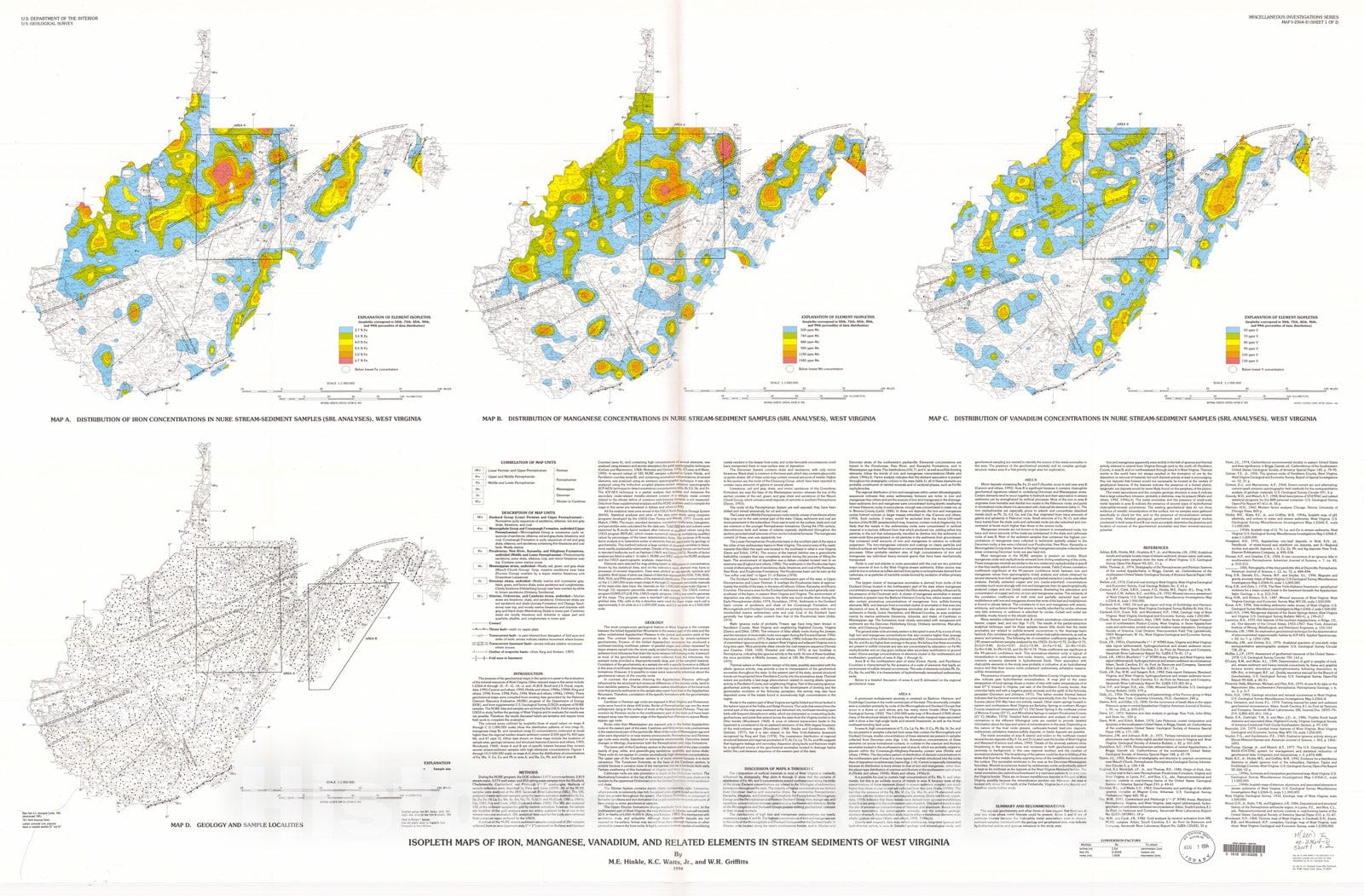 West Virginia Geochemistry Isopleth Map 1994 | Historic Pictoric