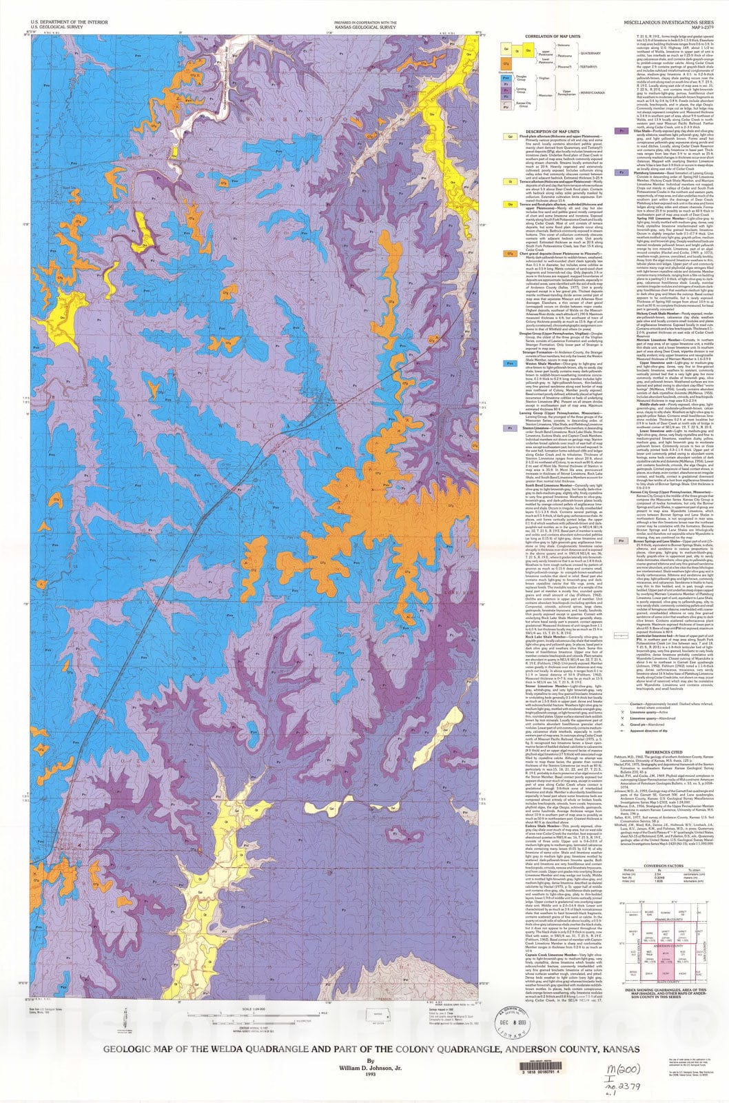 Map : Geologic map of the Welda quadrangle and part of the Colony quad ...