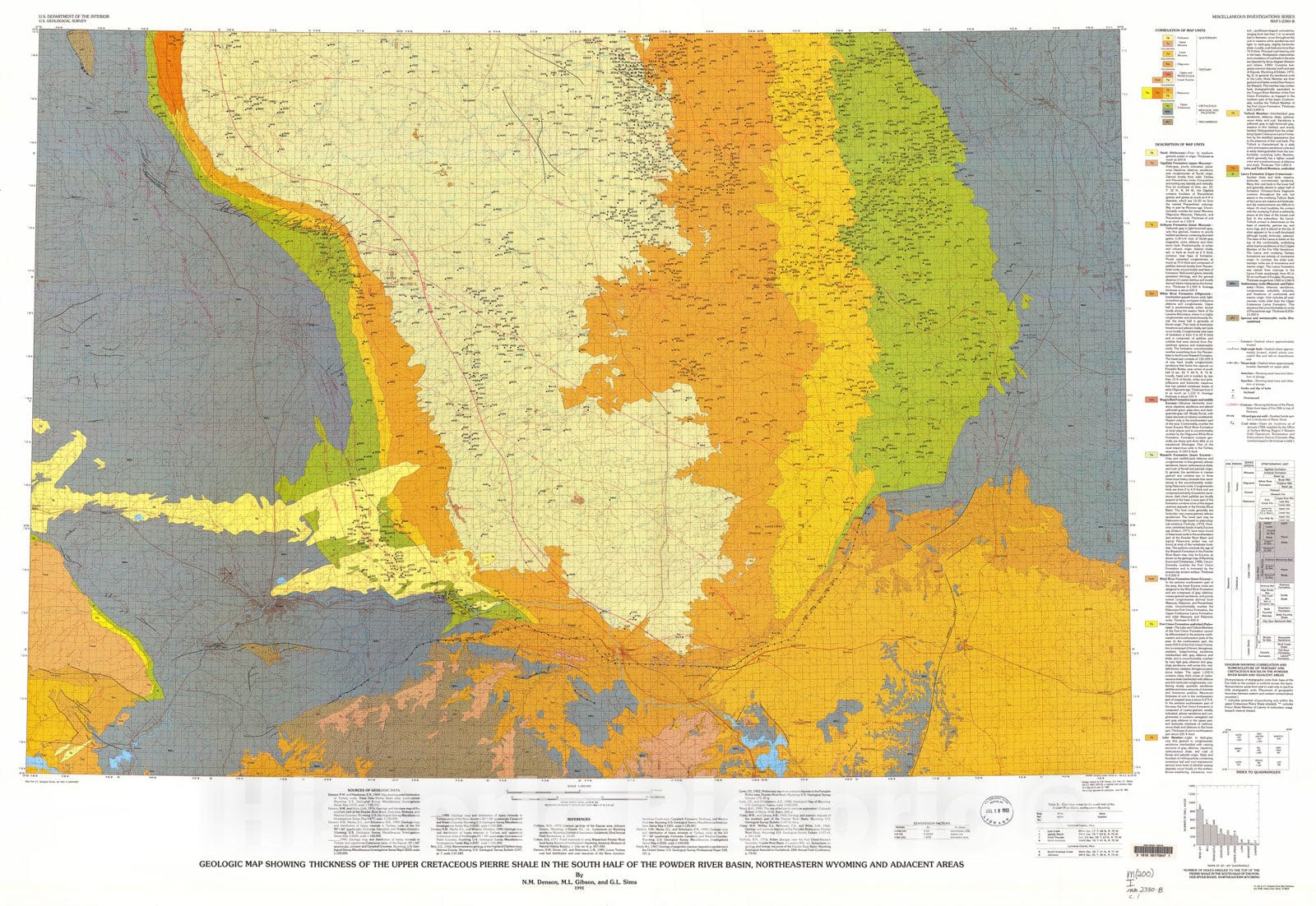 Powder River Basin Pierre Shale Stratigraphy Map 1993 – Historic Pictoric