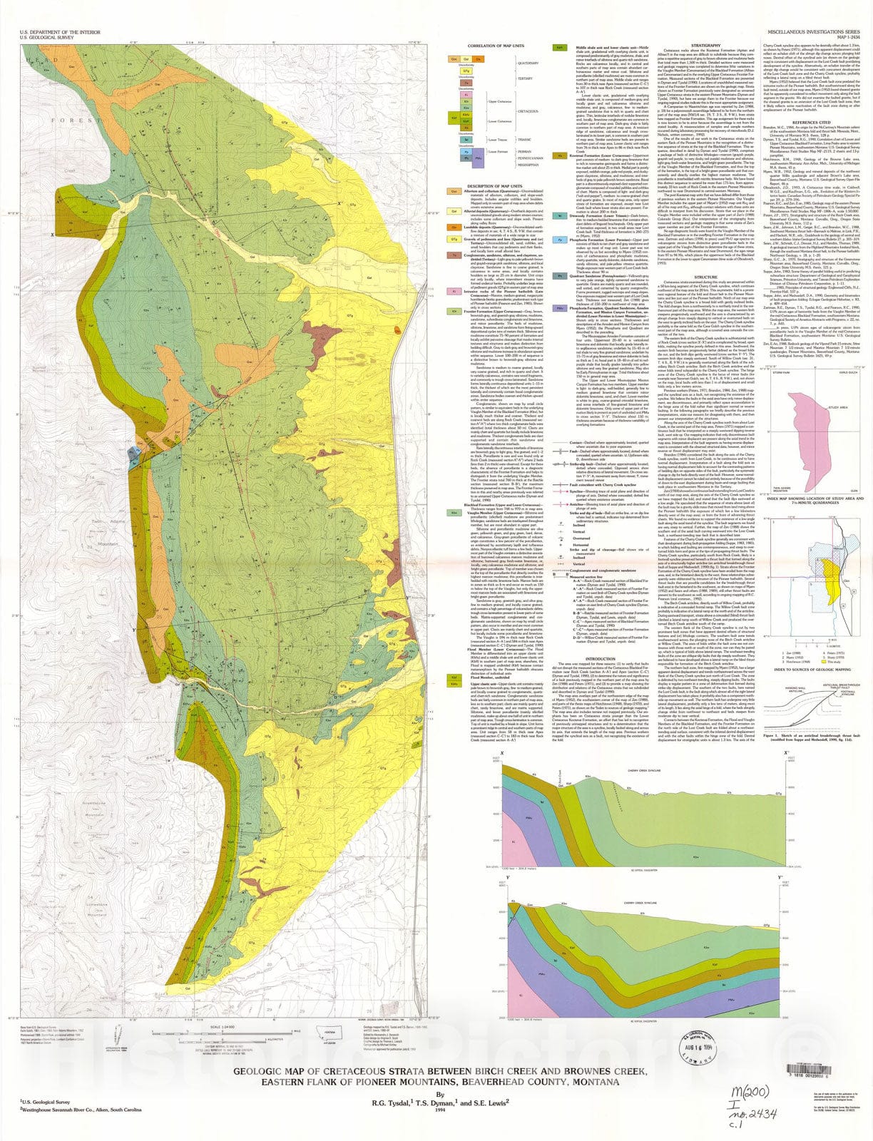 Map : Geologic map of the Cretaceous strata between Birch Creek and Br ...