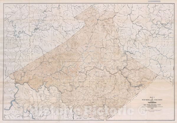 Map : Nicholas County, 1921 Cartography Wall Art : - Historic Pictoric