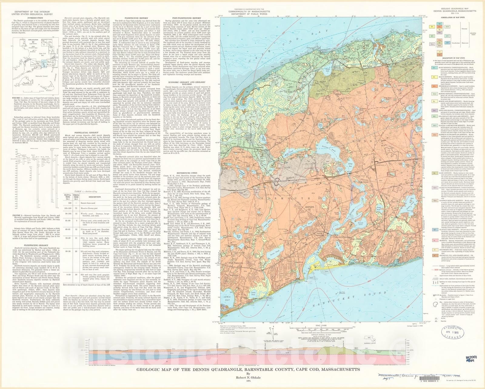 Map : Geologic map of the Dennis quadrangle, Barnstable County, Cape C ...