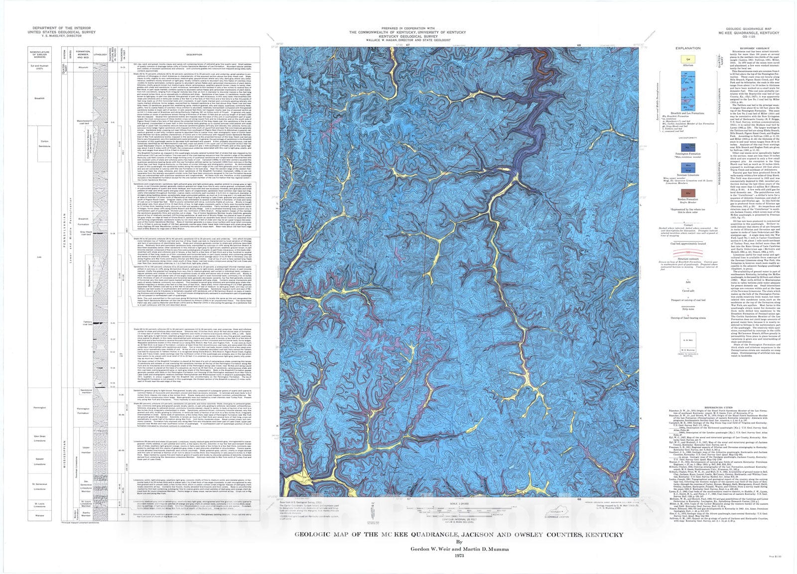 Map : Geologic map of the McKee quadrangle, Jackson and Owsley Countie ...