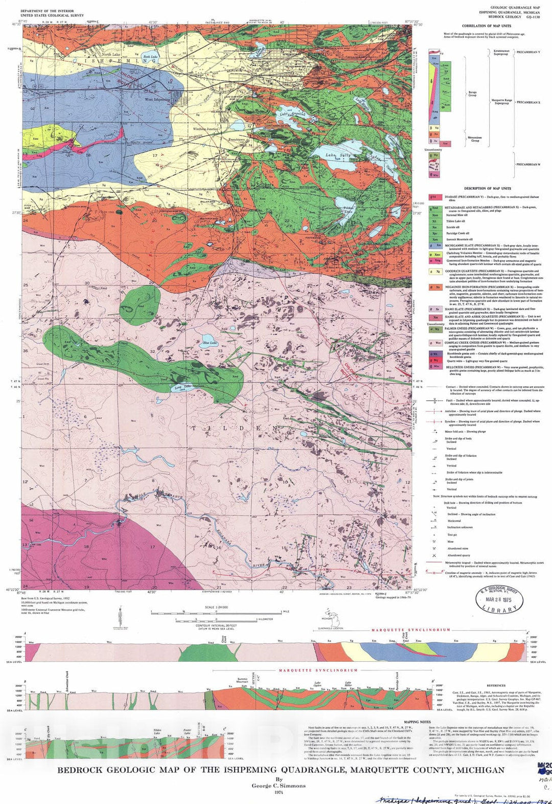 Map : Bedrock geologic map of the Ishpeming quadrangle, Marquette Coun ...