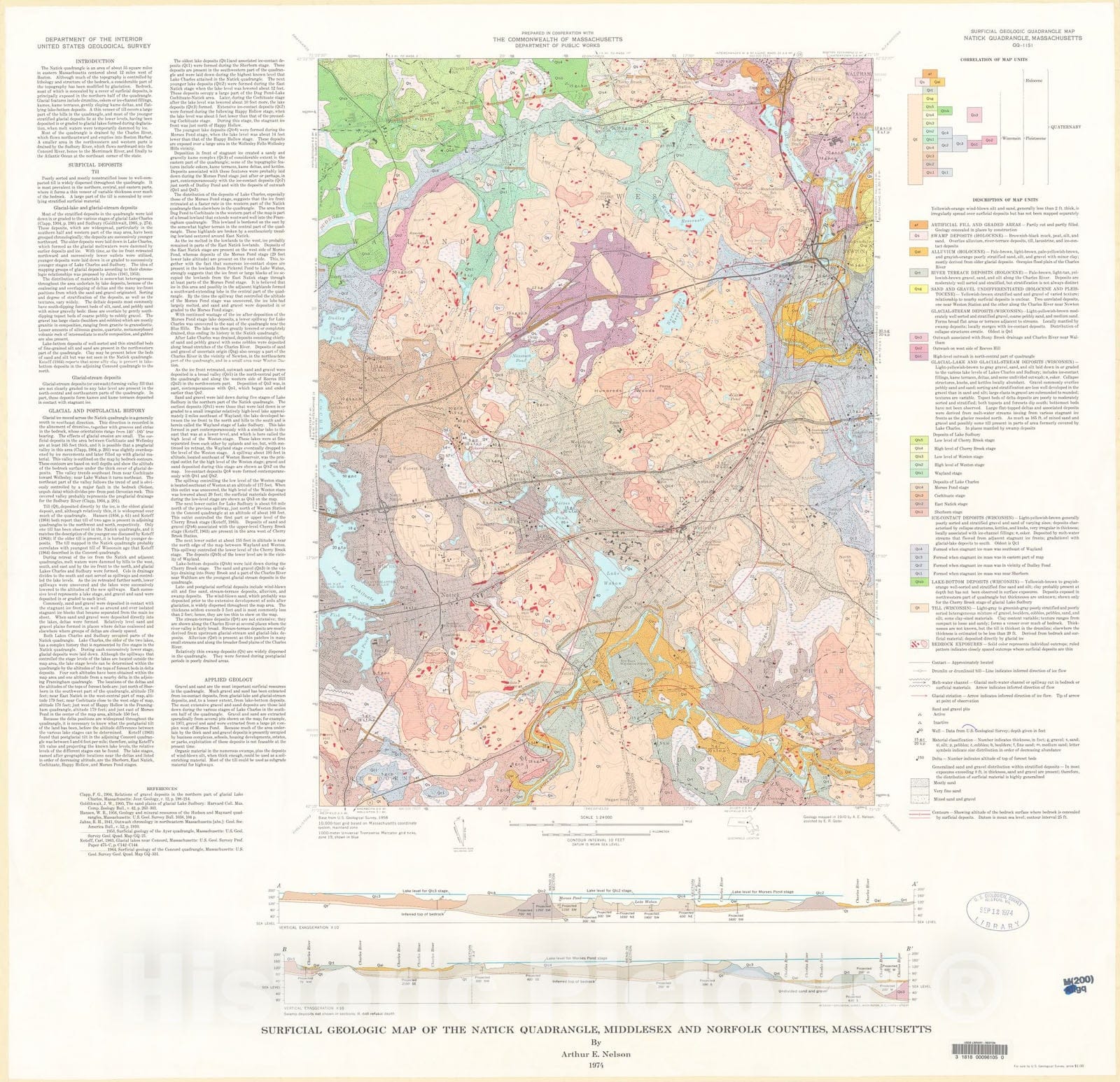 Map : Surficial geologic map of the Natick quadrangle, Middlesex and N ...