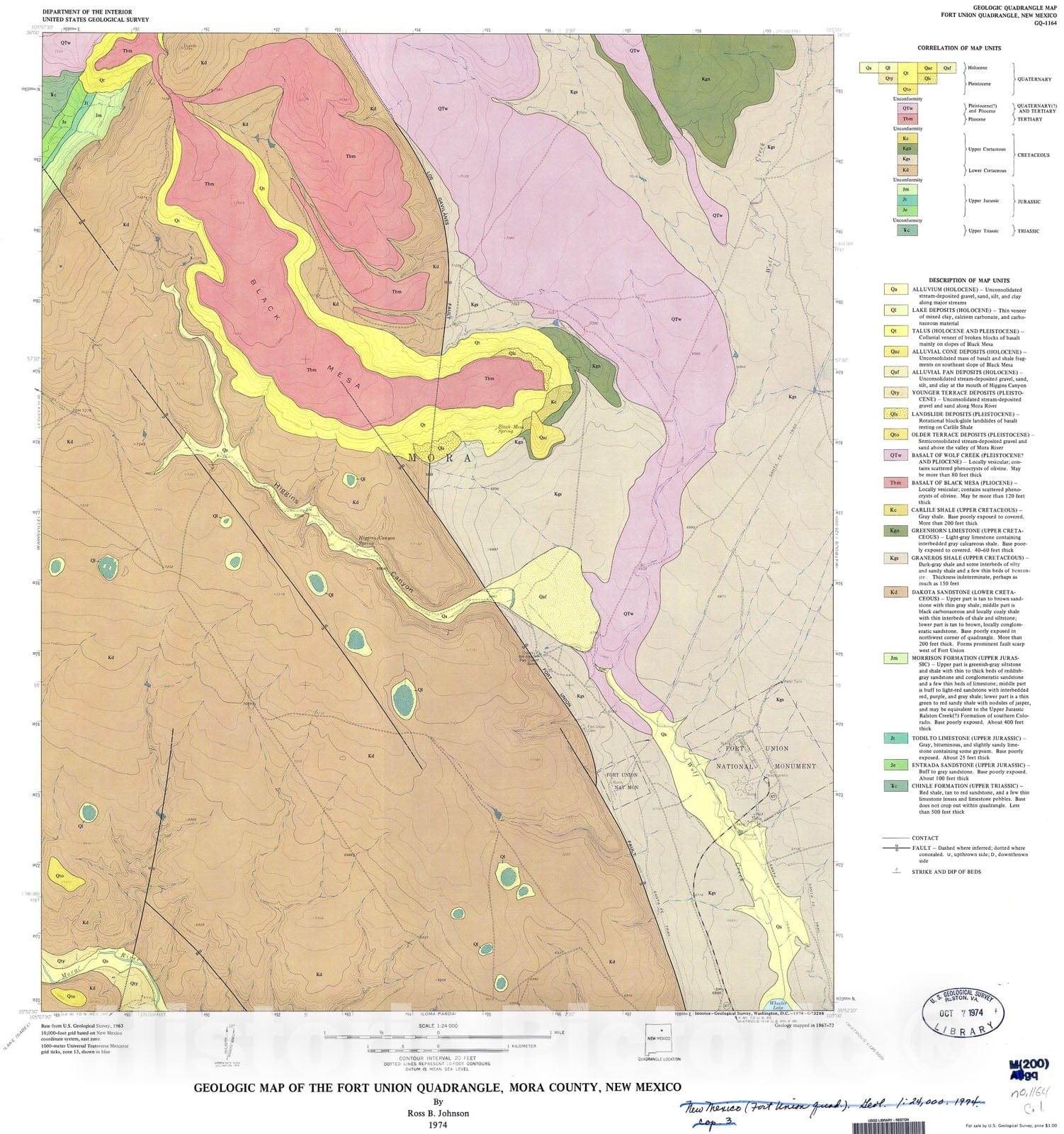 Map : Geologic map of the Fort Union quadrangle, Mora County, New Mexi ...
