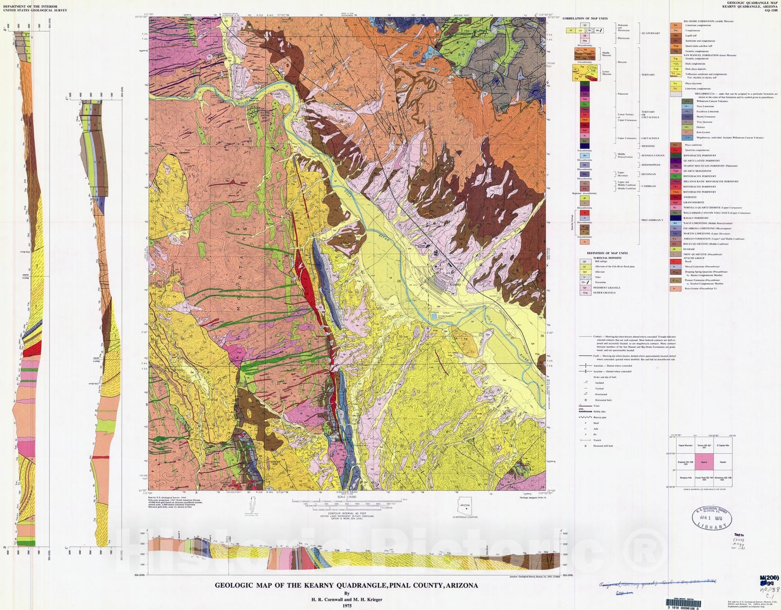 Map : Geologic map of the Kearny quadrangle, Pinal County, Arizona, 19 ...
