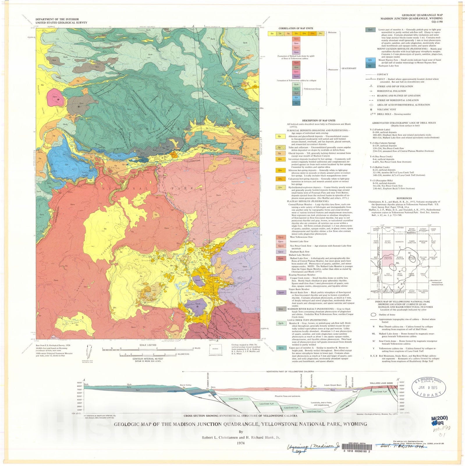 Map : Geologic map of the Madison Junction quadrangle, Yellowstone Nat ...
