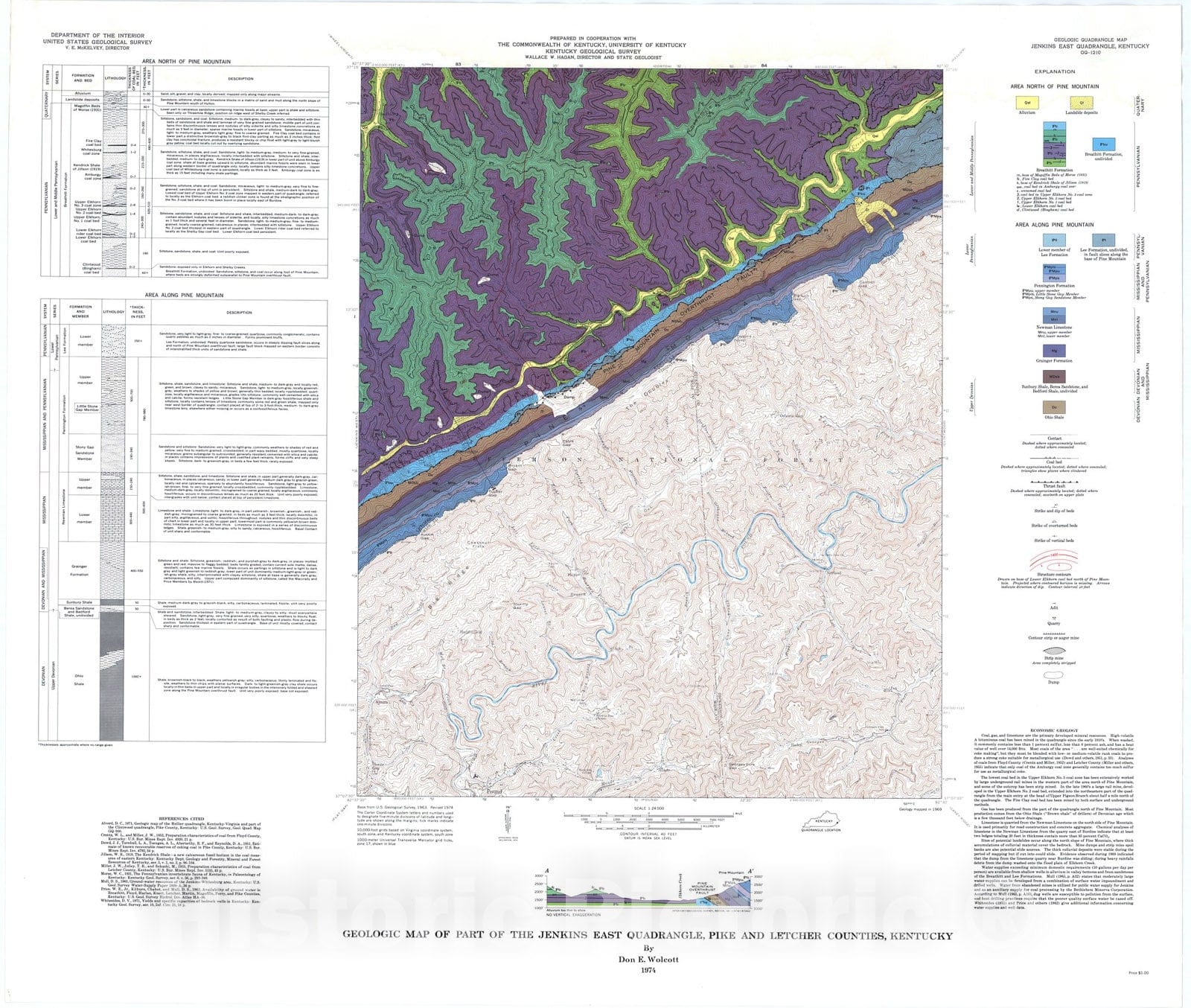Map : Geologic map of part of the Jenkins East quadrangle, Pike and Le ...
