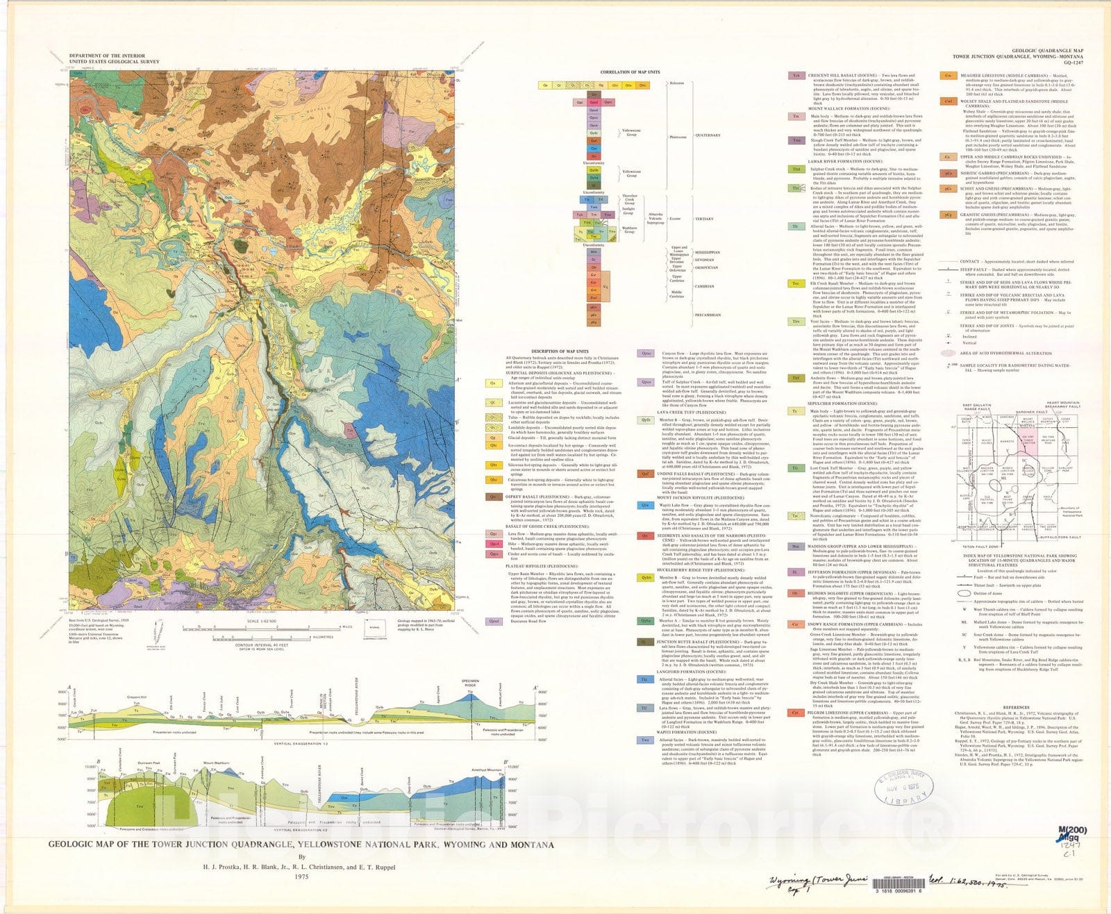 Map : Geologic map of the Tower Junction quadrangle, Yellowstone Natio ...