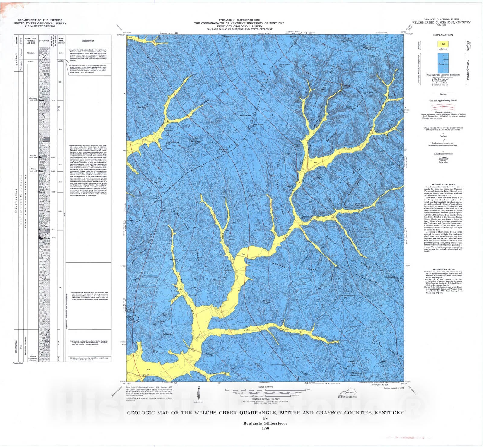 Map : Geologic map of the Welchs Creek quadrangle, Butler and Grayson ...