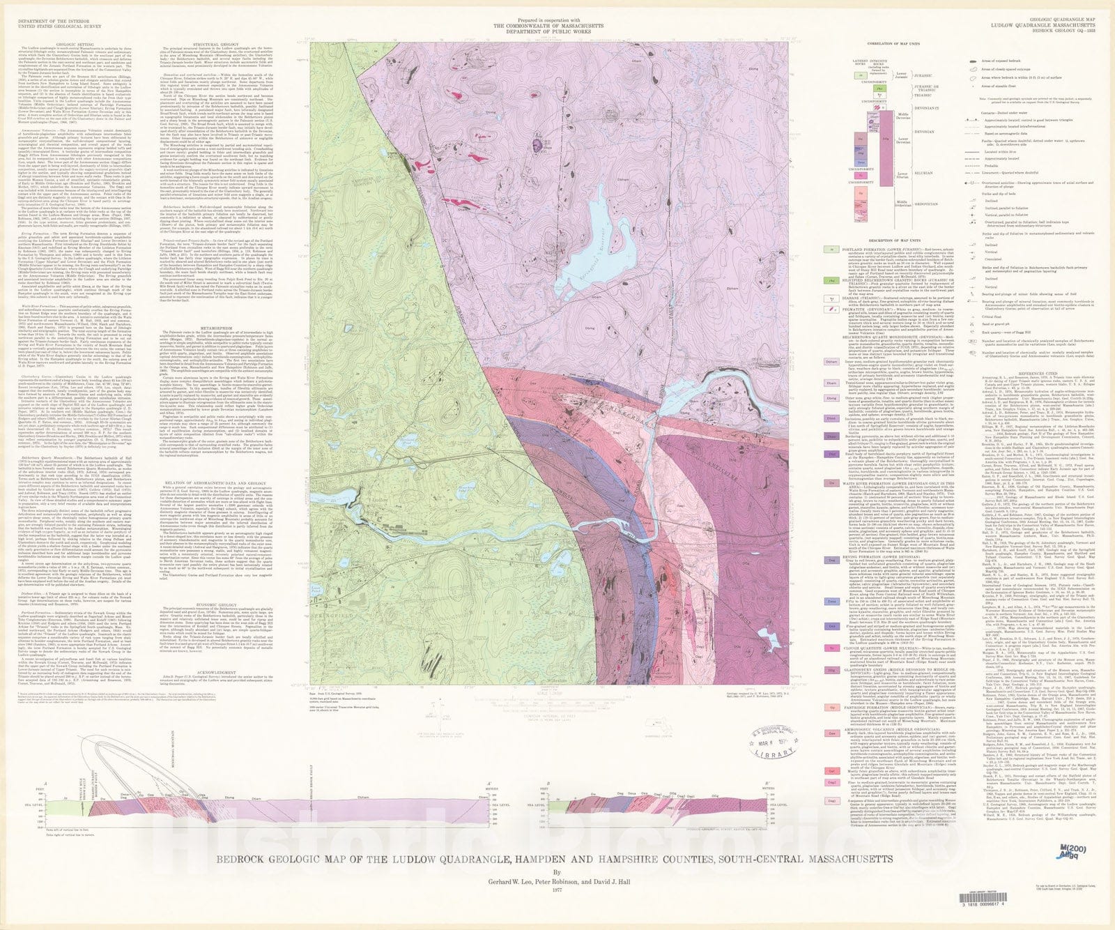 Ludlow Quadrangle Bedrock Geology Map Massachusetts 1977 – Historic ...