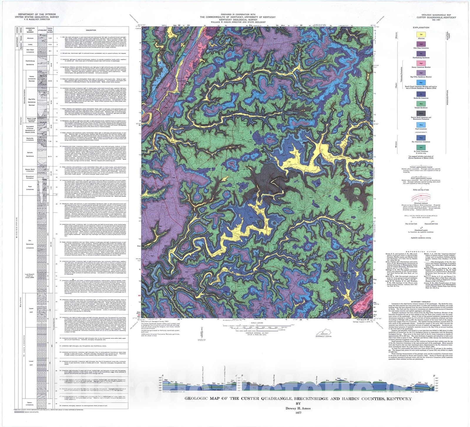Map : Geologic map of the Custer quadrangle, Breckinridge and Hardin C ...