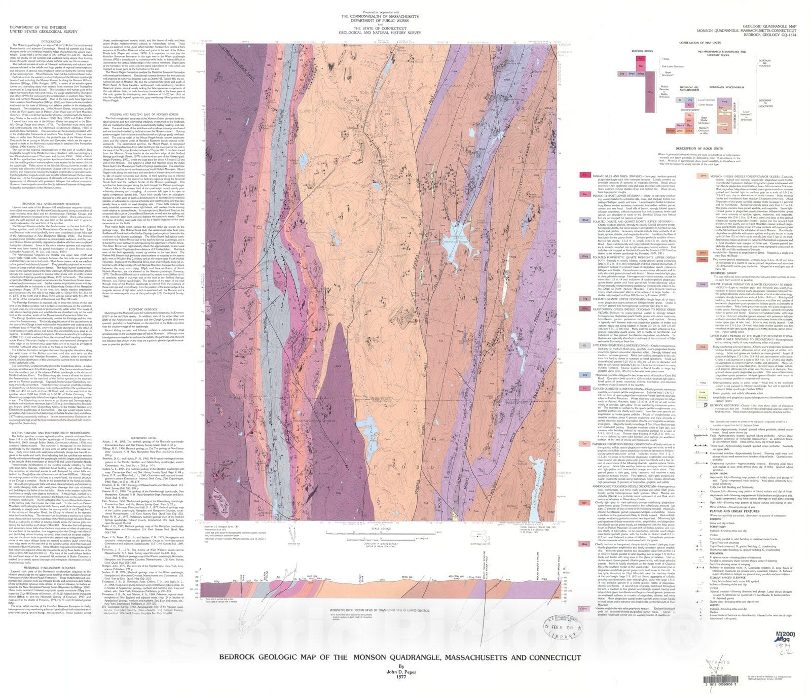 Map : Bedrock geologic map of the Monson quadrangle, Massachusetts and ...