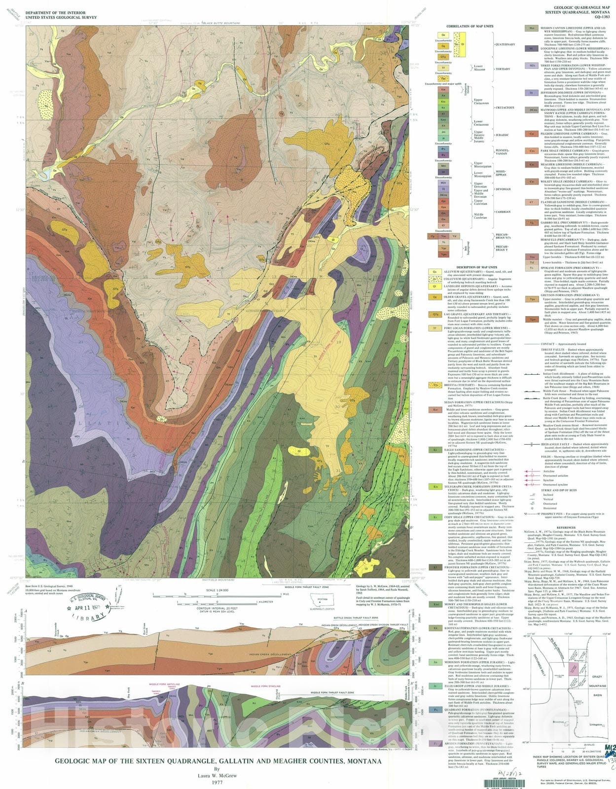 Map : Geologic map of the Sixteen quadrangle, Gallatin and Meagher Cou ...