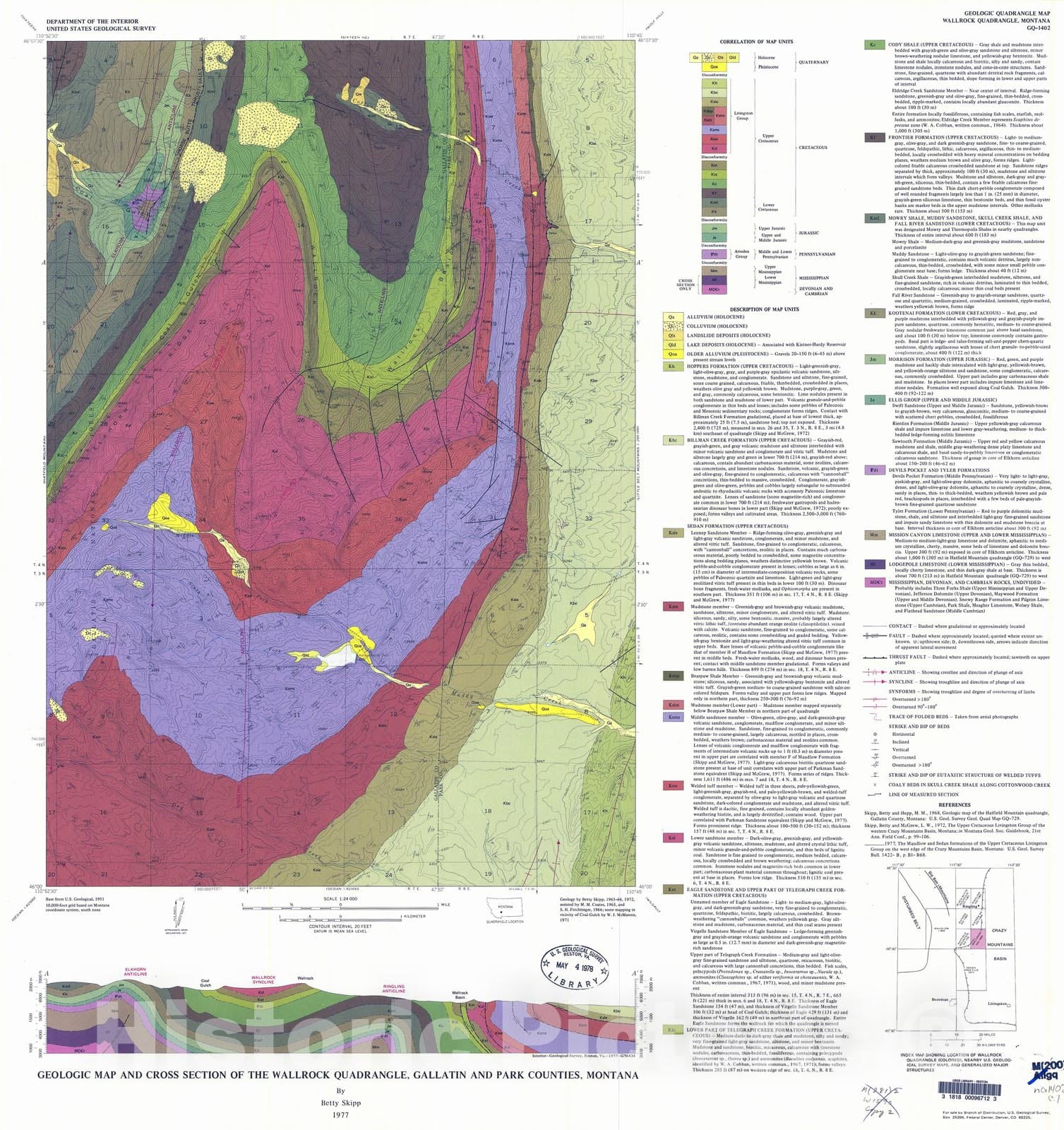 Map : Geologic map and cross section of the Wallrock quadrangle, Galla - Historic Pictoric