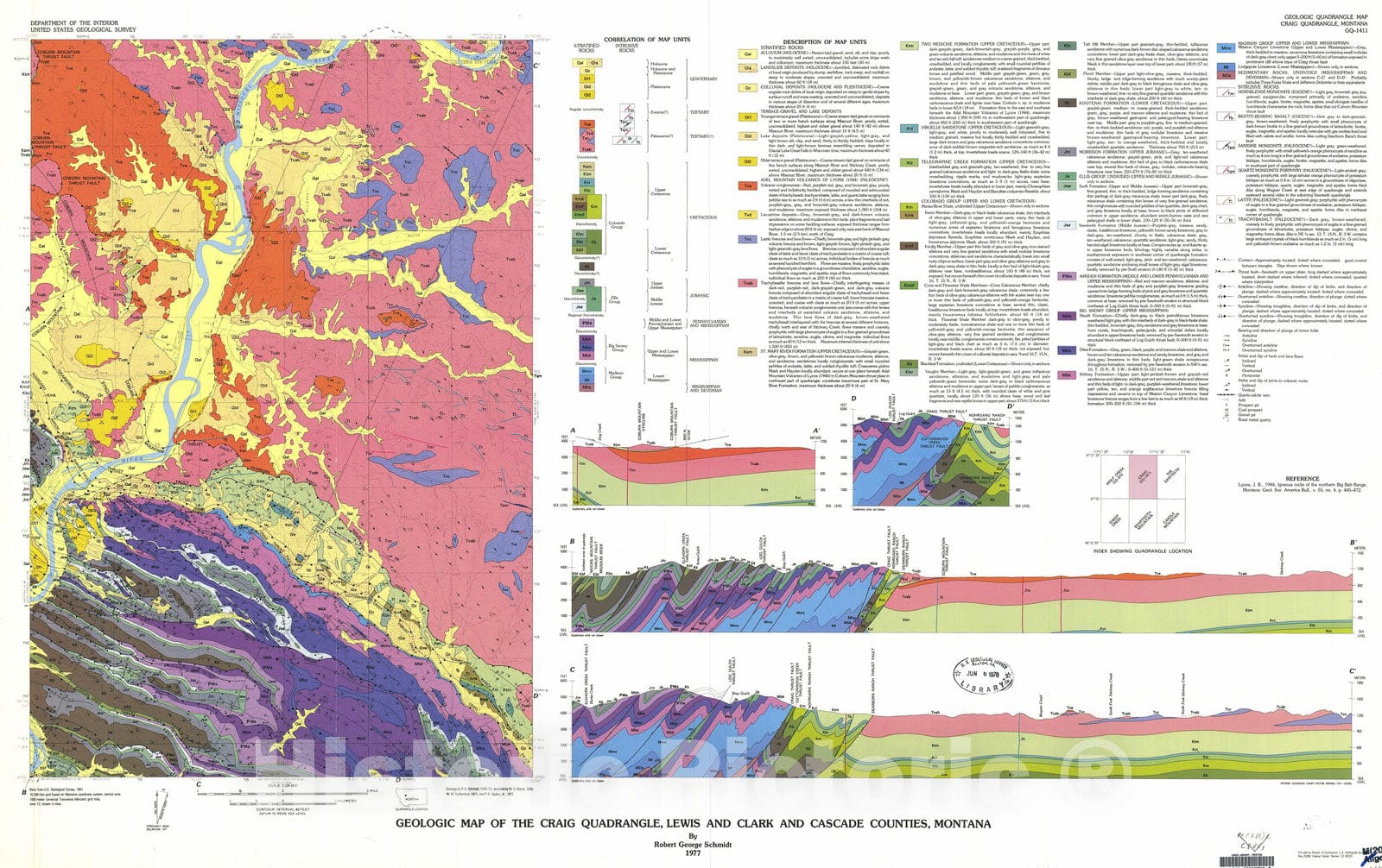 Map : Geologic map of the Craig quadrangle, Lewis and Clark and Cascad ...