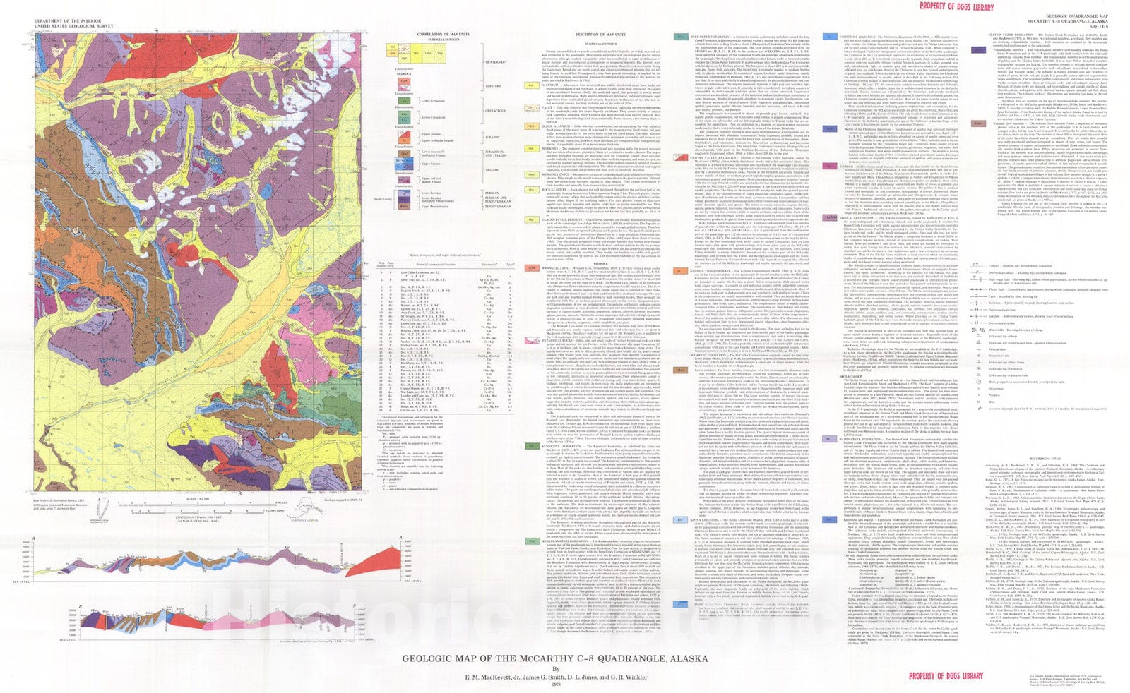 Map : Geologic map of the McCarthy C-8 quadrangle, Alaska, 1978 Cartog ...
