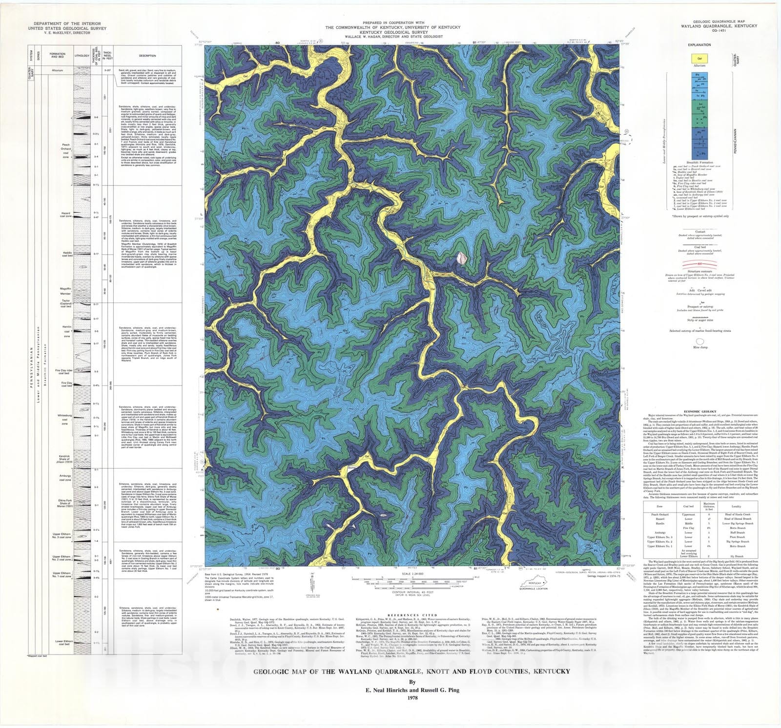 Map : Geologic map of the Wayland quadrangle, Knott and Floyd Counties ...