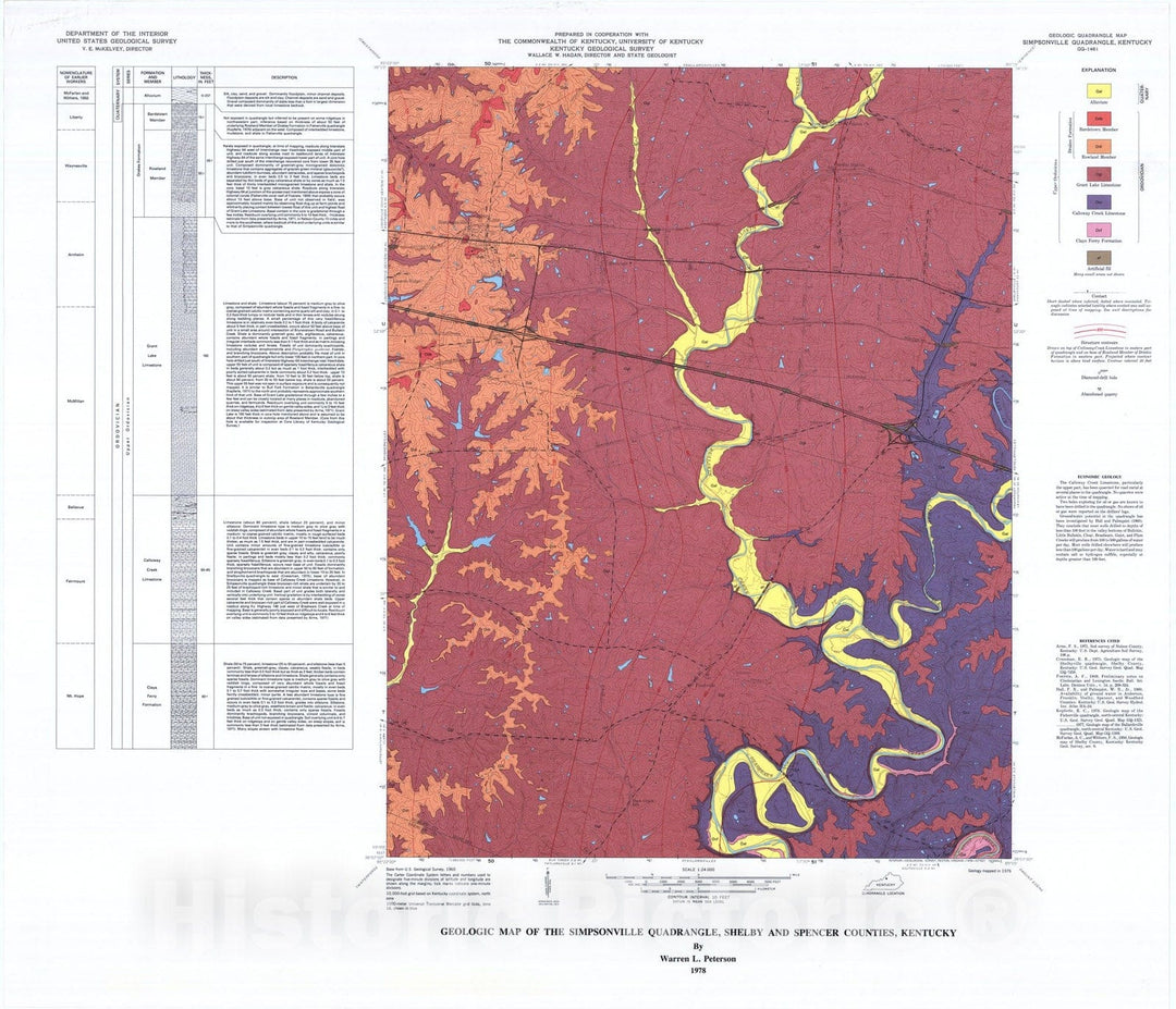 Map : Geologic map of the Simpsonville quadrangle, Shelby and Spencer ...