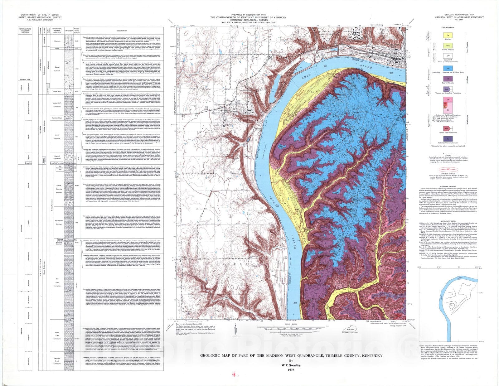 Map : Geologic map of part of the Madison West quadrangle, Trimble Cou ...