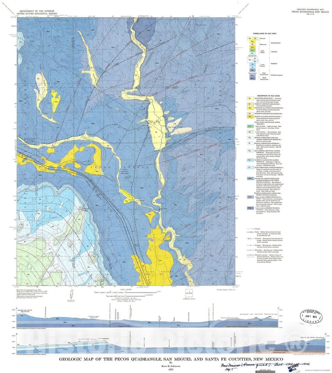 Map : Geologic map of the Pecos quadrangle, San Miguel and Santa Fe Co ...